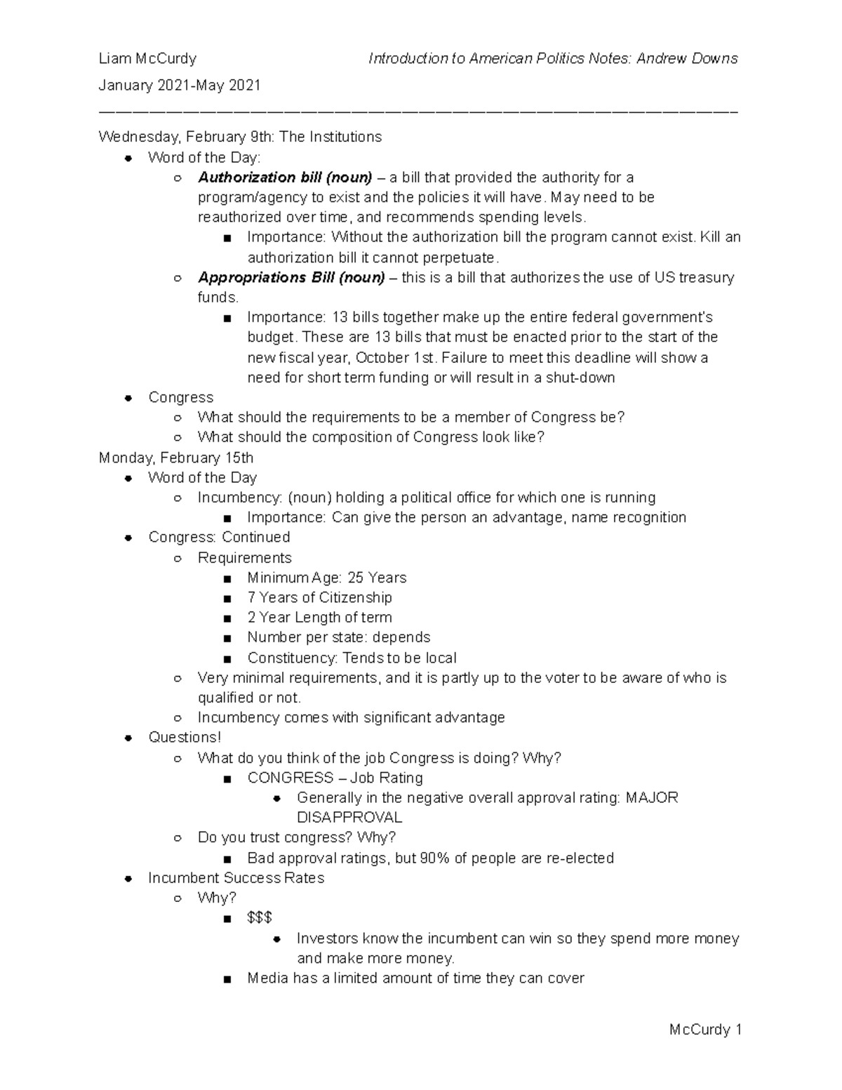 TEST 2 Intro to Amer Politics Notes - January 2021-May 2021 - Studocu