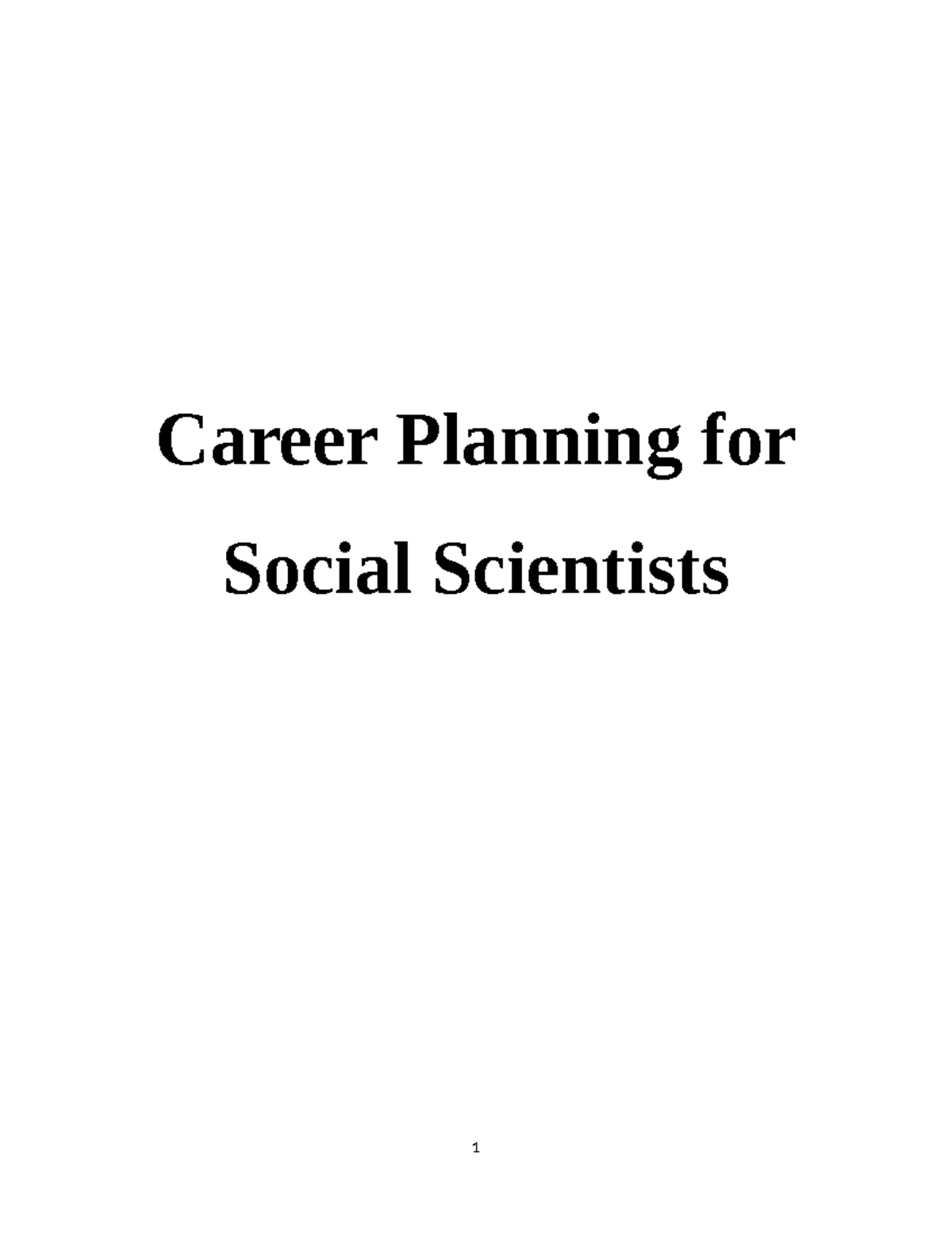 Career Planning for Social Scientists - Career Planning for Social ...