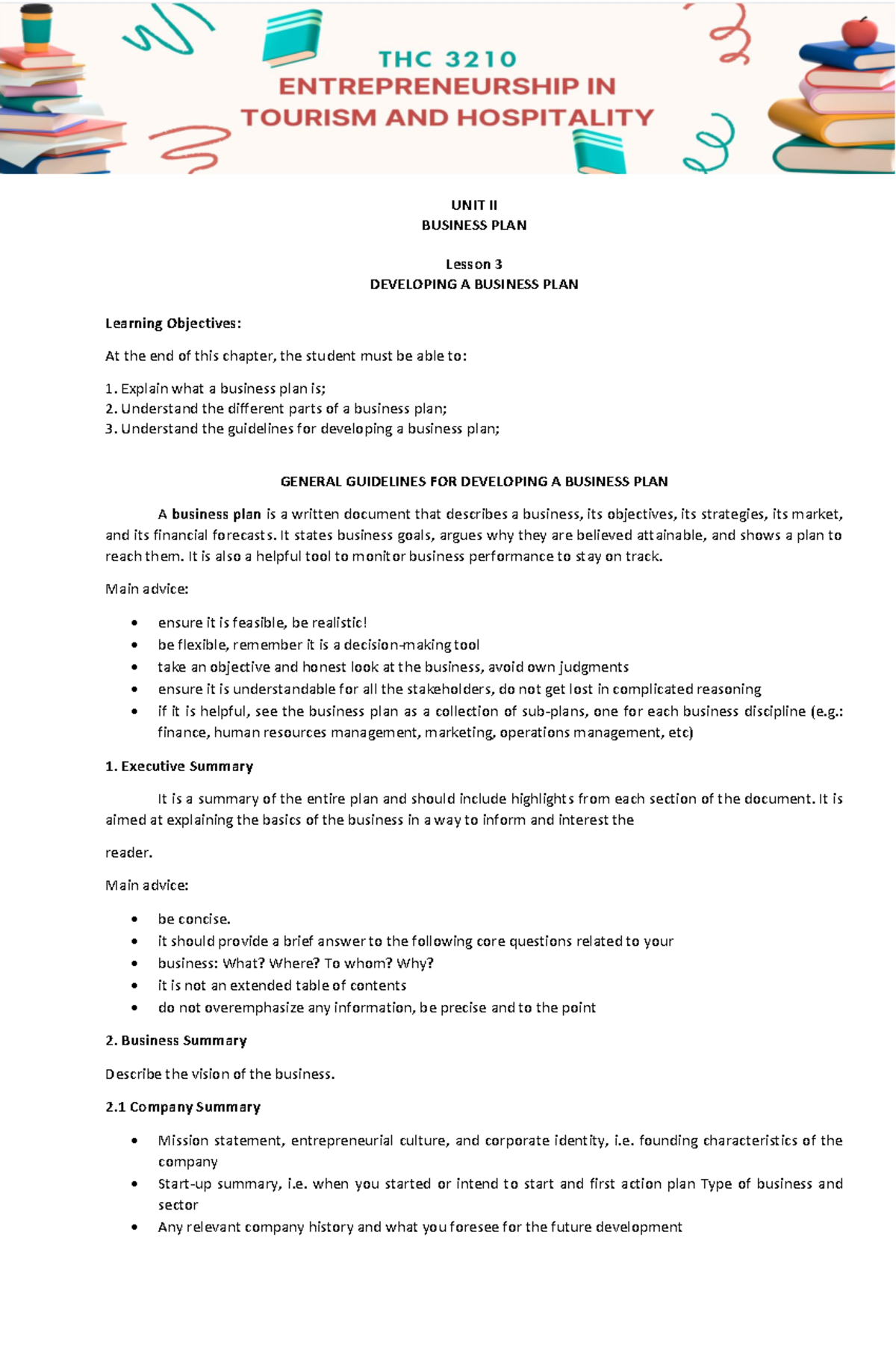 Chapter 3-THC3210-Entrepreneurship in Tourism and Hospitality - UNIT II ...