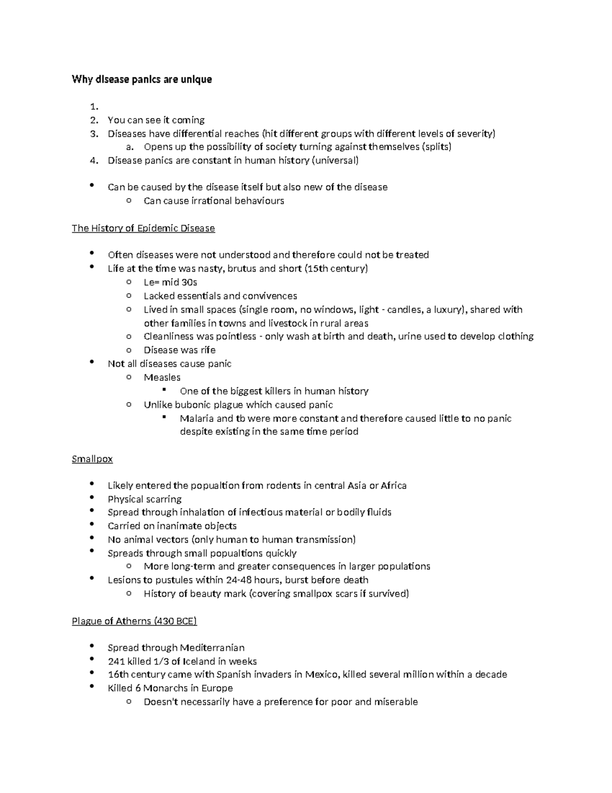 Disease in the Old World - Why disease panics are unique 1. 2. You can ...