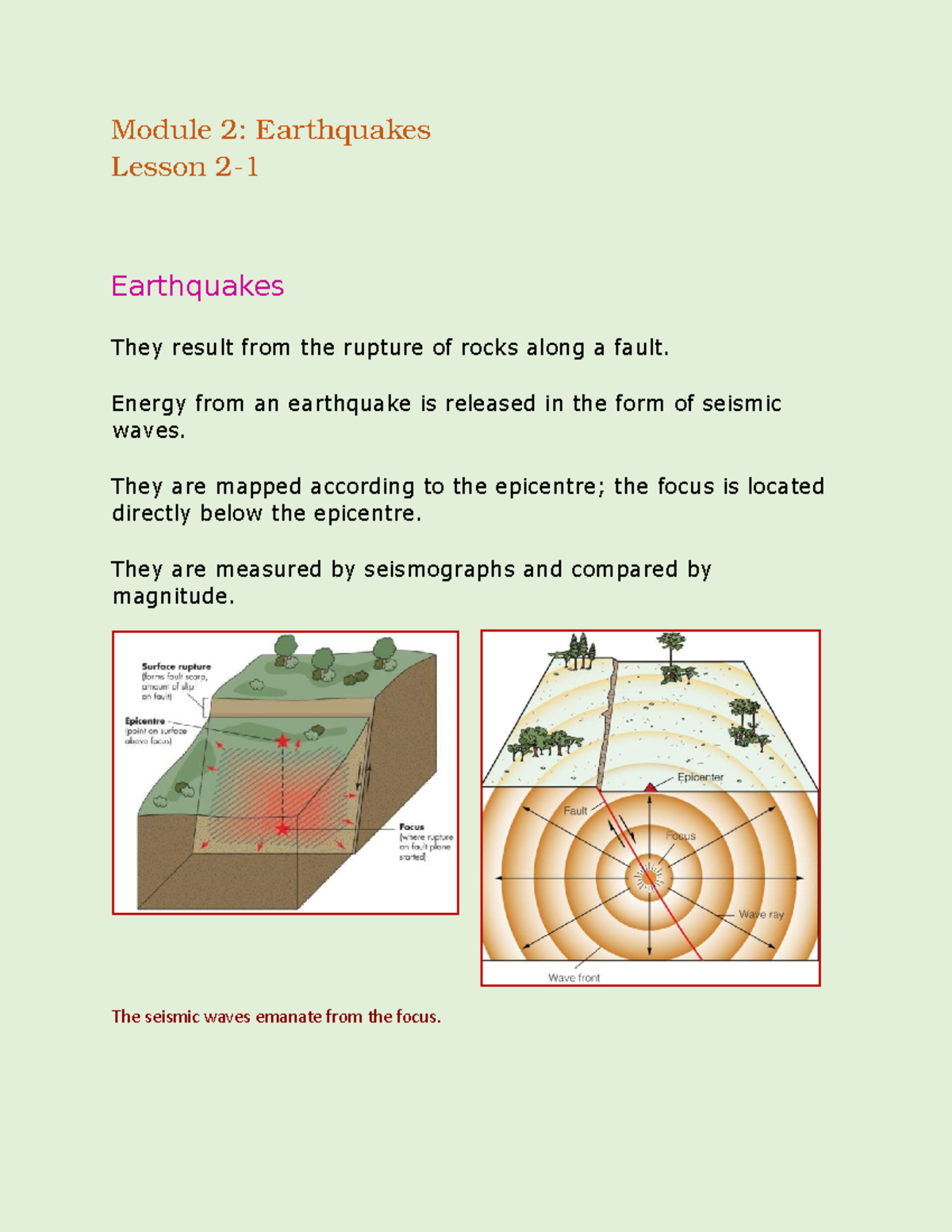 Mdule 2 natural hazards - Module 2: Earthquakes Lesson 2- Earthquakes ...
