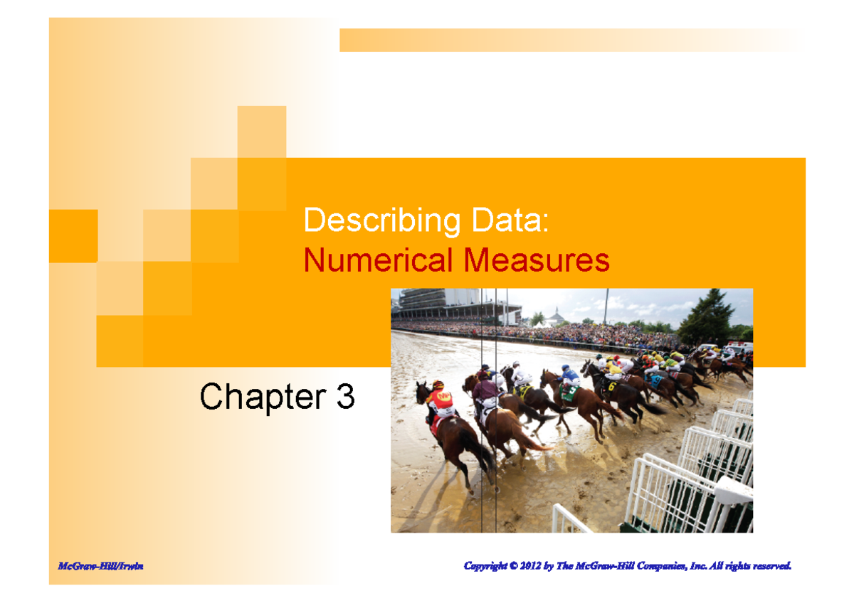 Chap003 - Describing Data: Numerical Measures Chapter 3 Learning ...