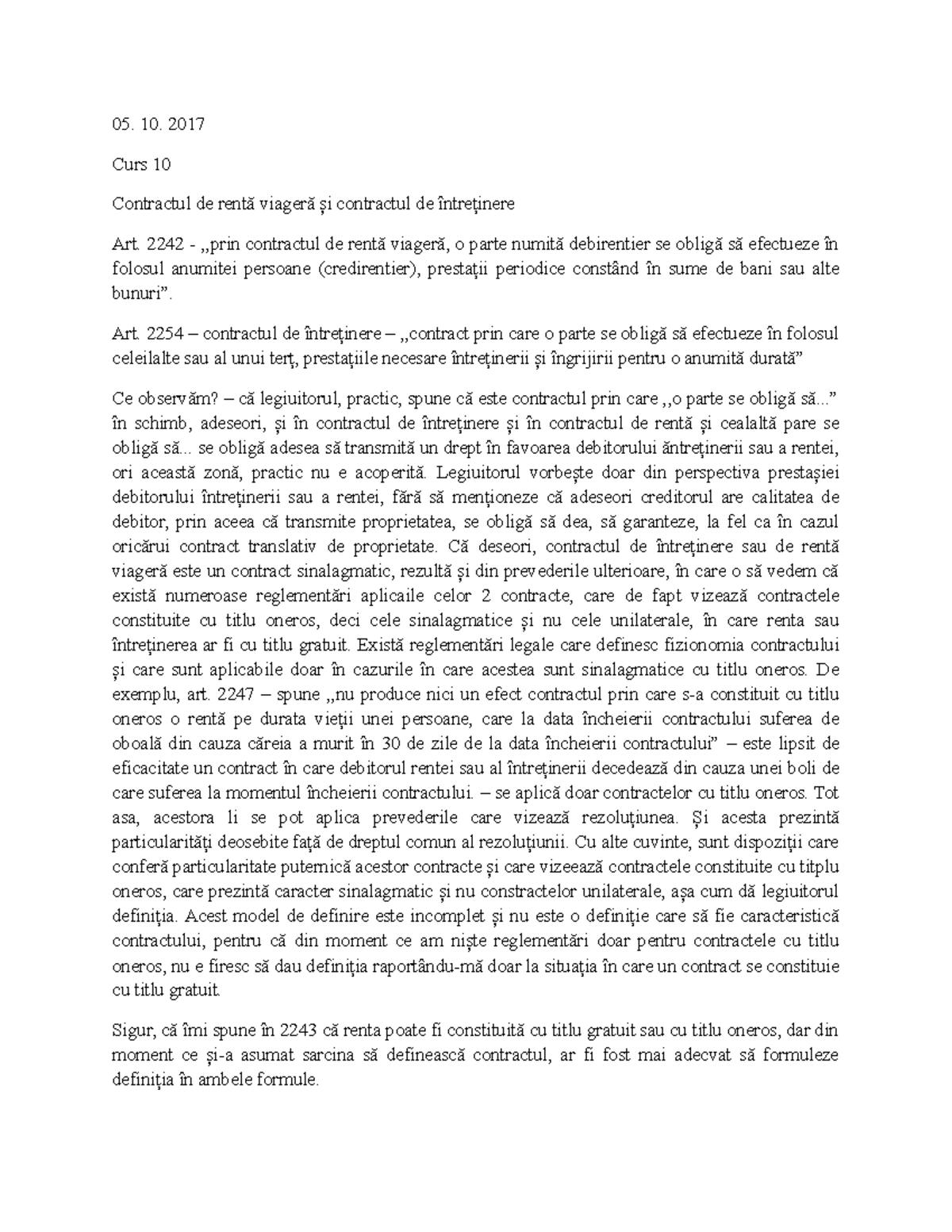 Curs 10 Contracte-speciale - 05. 10. 2017 Curs 10 Contractul de ...