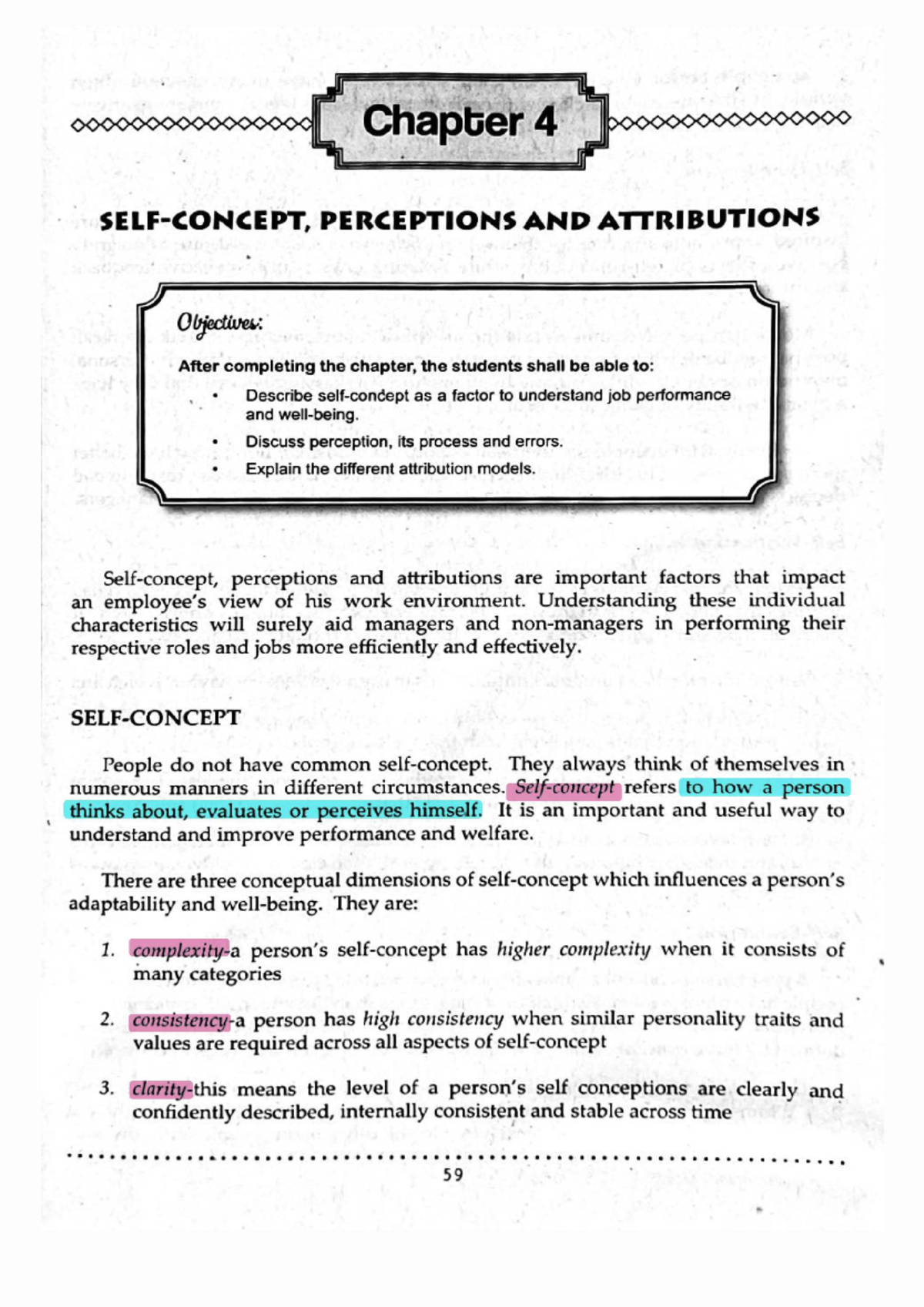 Prof elect 1 chap 4 self concept perceptions and attributions - Business Administration 2 - Studocu