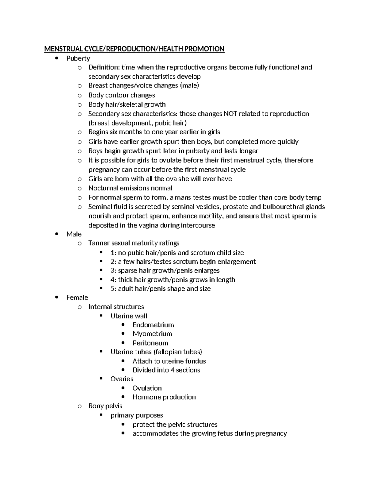 Menstrual Cycle - MENSTRUAL CYCLE/REPRODUCTION/HEALTH PROMOTION Puberty ...