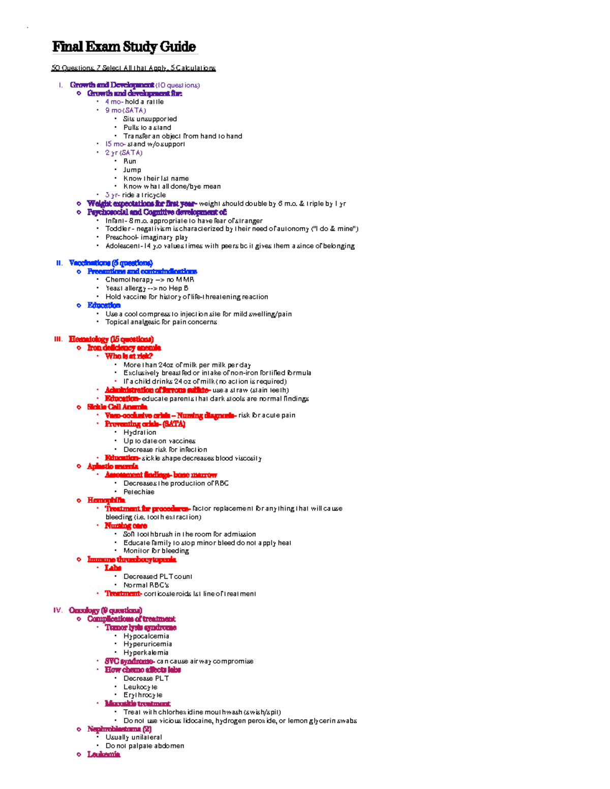 Final Exam Study Guide - Growth and Development (10 questions) Growth ...