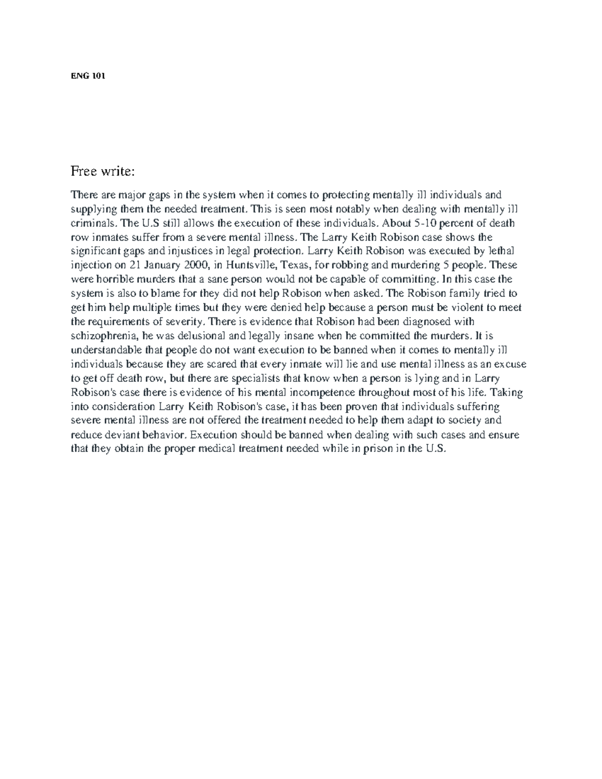 Research Essay Outline Prewrite - ENG 101 Free write: There are major ...