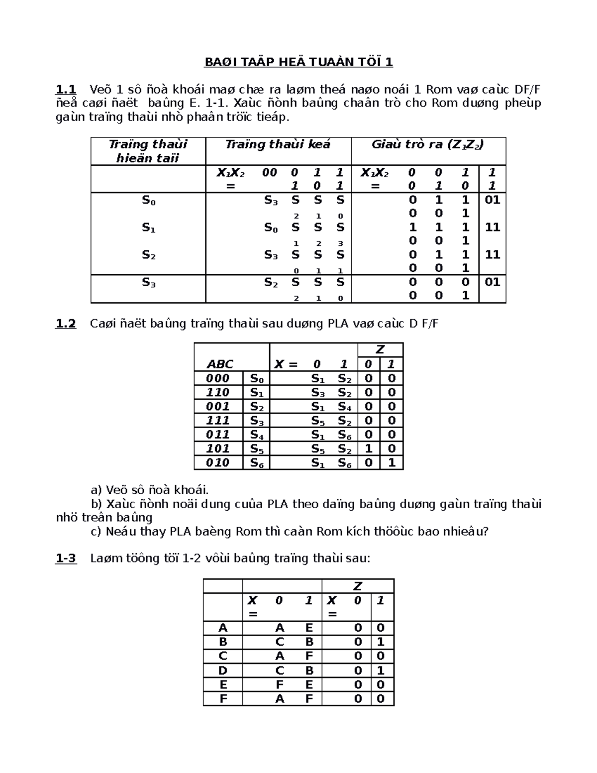 Bai Tap C 4(tt) - aaaaaaaaaaaaaaâ - BAØI TAÄP HEÄ TUAÀN TÖÏ 1 1 Veõ 1 ...
