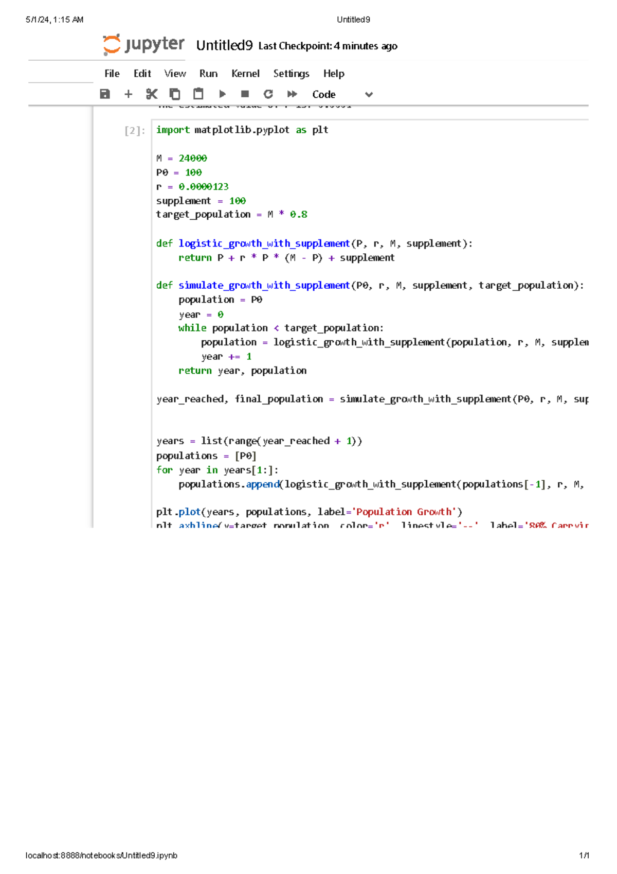 CODE 3 - code for linearizng - Untitled9 Last Checkpoint: 4 minutes ago ...