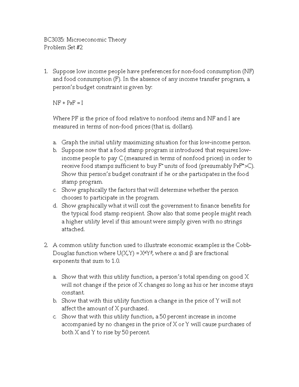 PS%232+-+Consumer+Theory - BC3035: Microeconomic Theory Problem Set # Suppose low income people ...