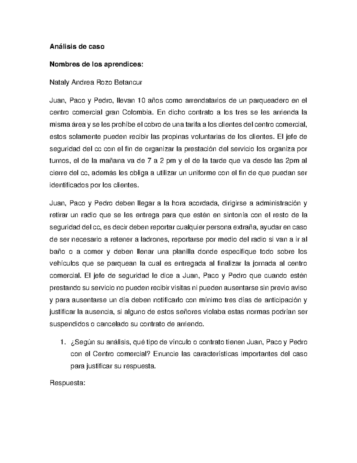 Analisis DE CASO- Nataly Andrea Rozo Betancur - Análisis de caso ...