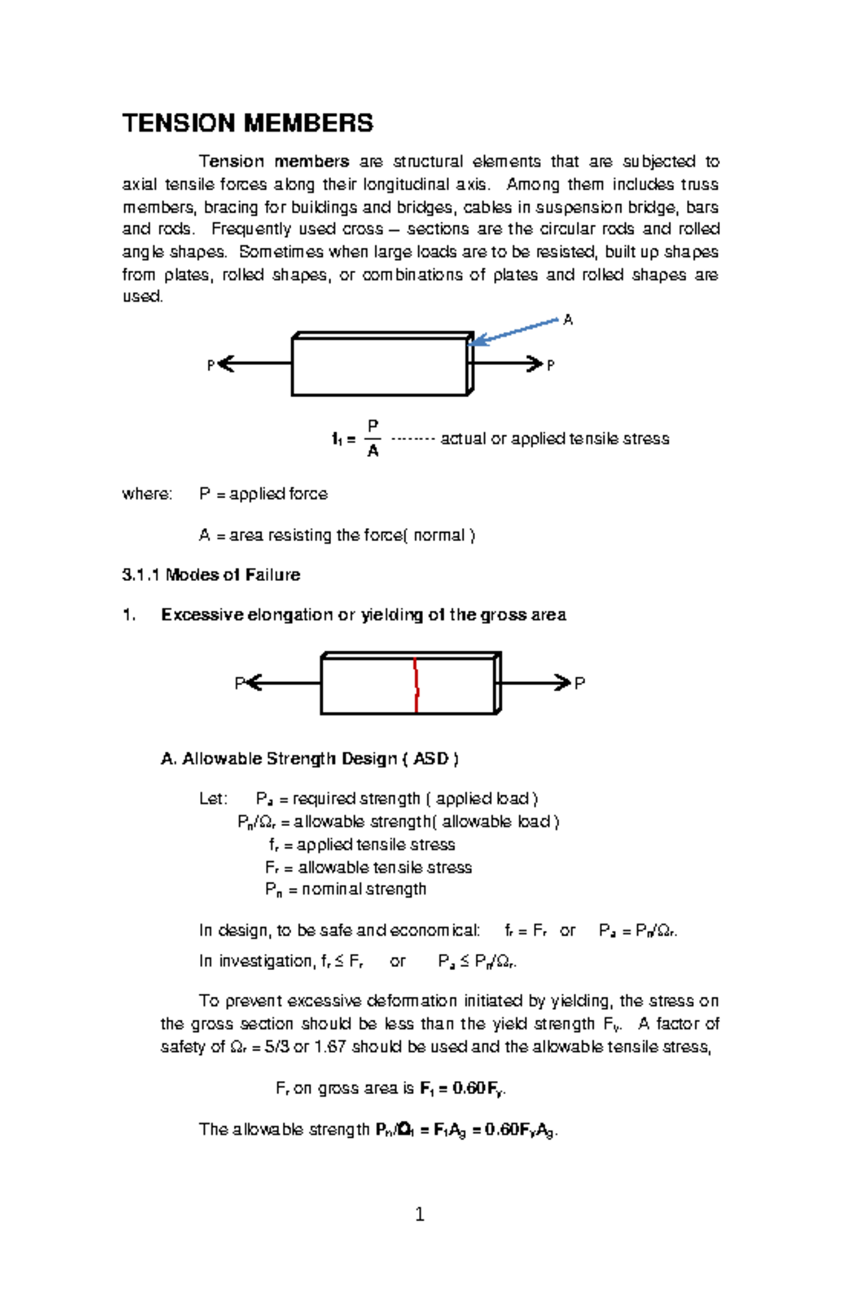 Steel Notes 2 Tension Members - TENSION MEMBERS Tension members are ...