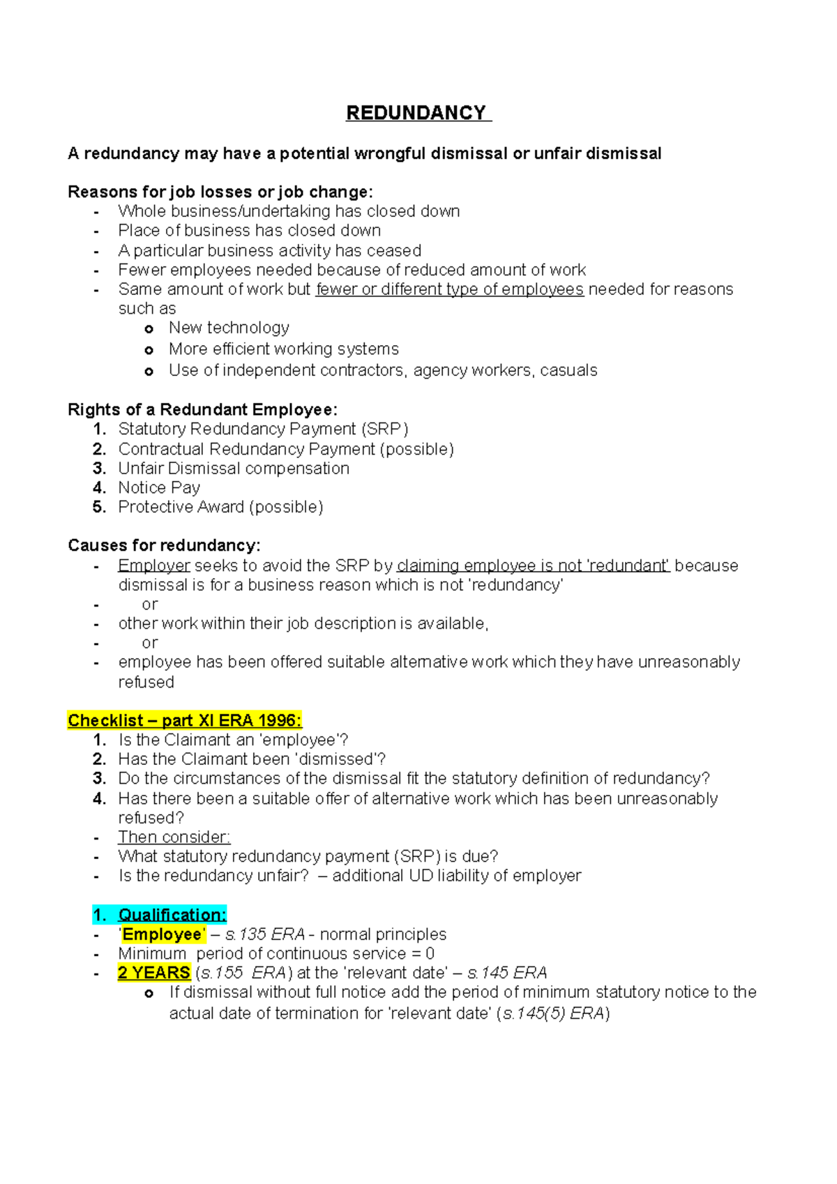 7 - Redundancy - REDUNDANCY A redundancy may have a potential wrongful ...