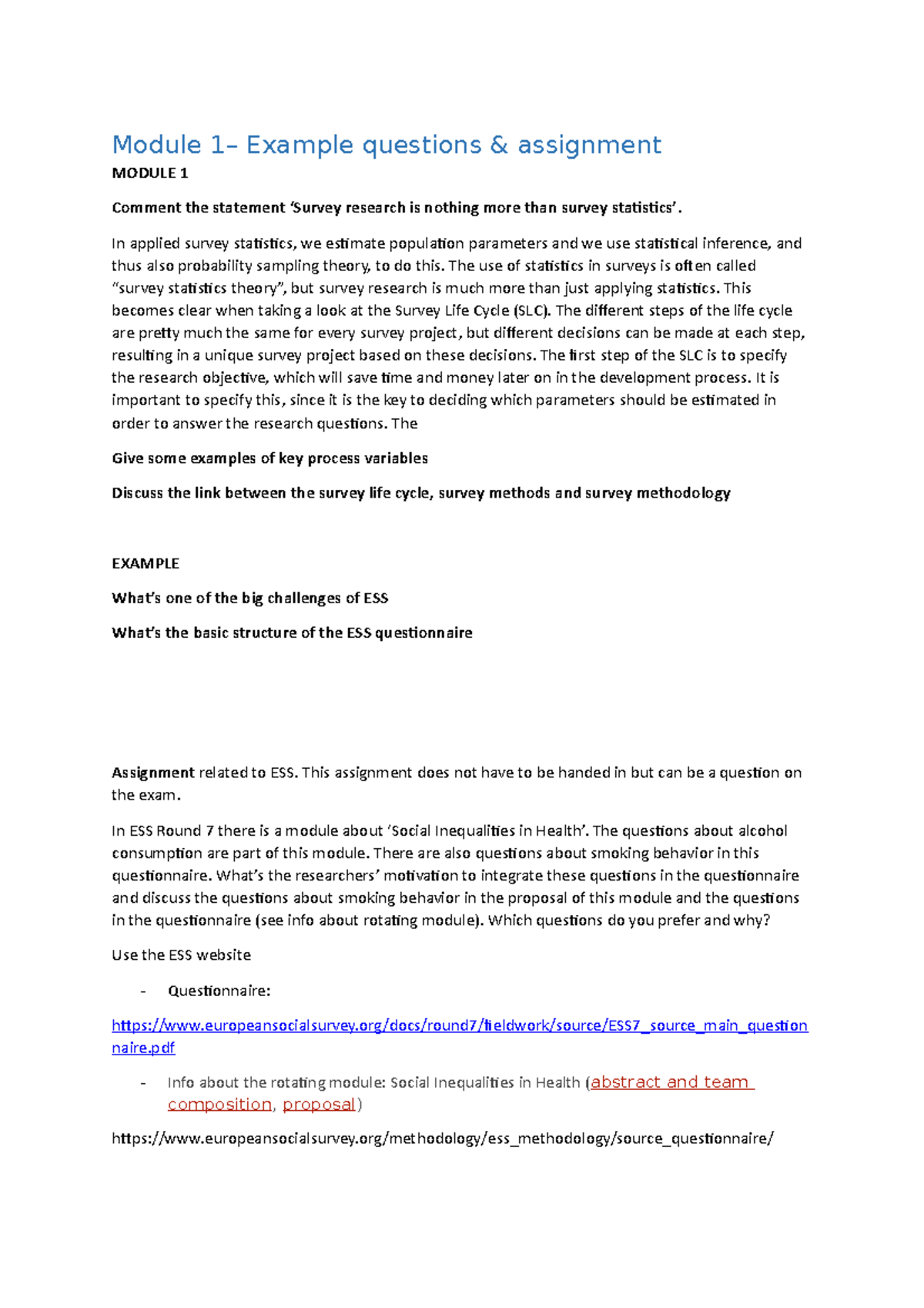 Instruction Module 1 - Module 1– Example questions & assignment MODULE ...