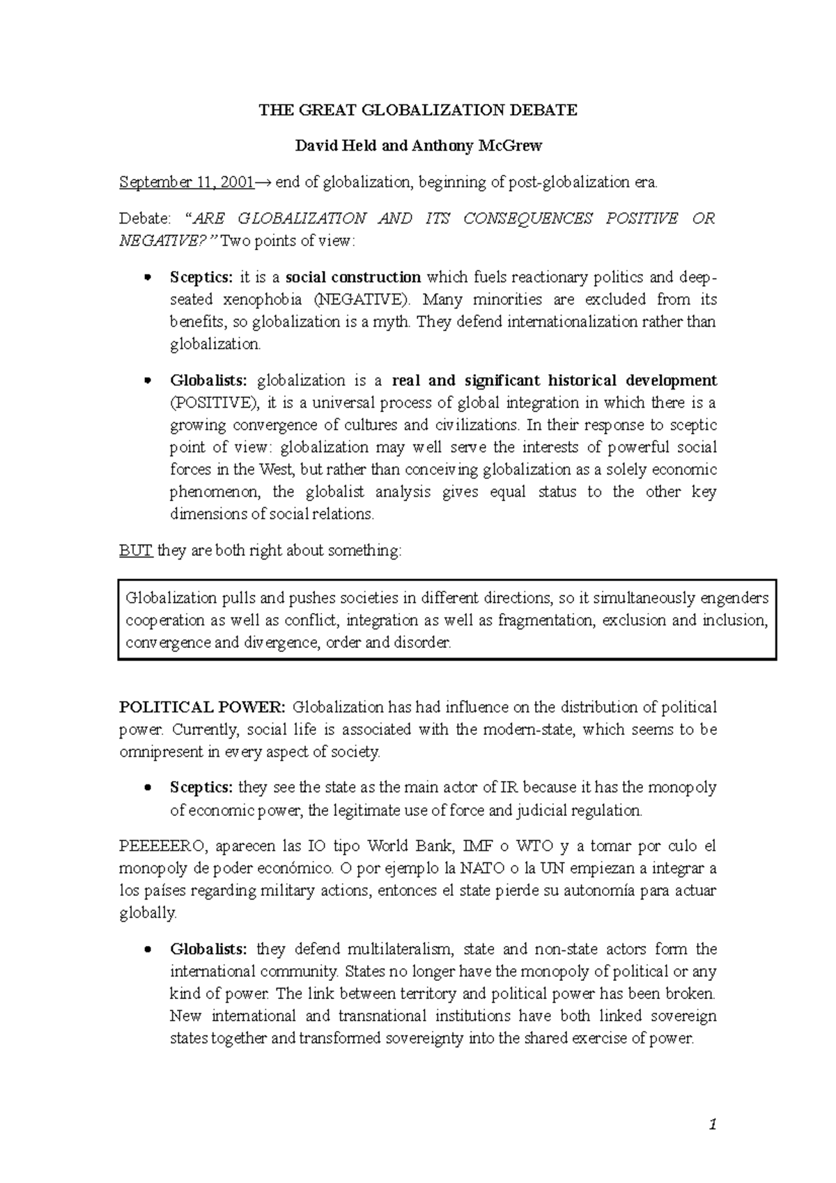THE Great Globalization Debate - THE GREAT GLOBALIZATION DEBATE David ...