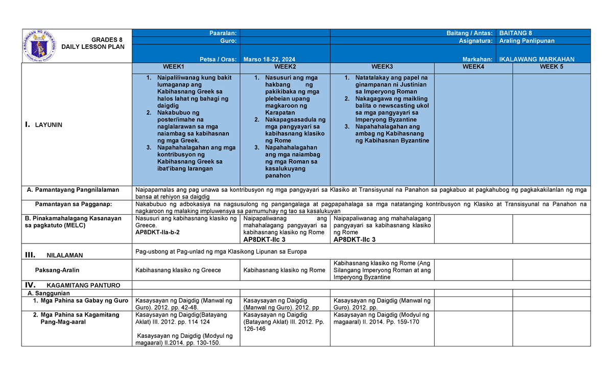 DLL-IDEA-COPY- Manese, Jeremy - Midterm - GRADES 8 DAILY LESSON PLAN ...