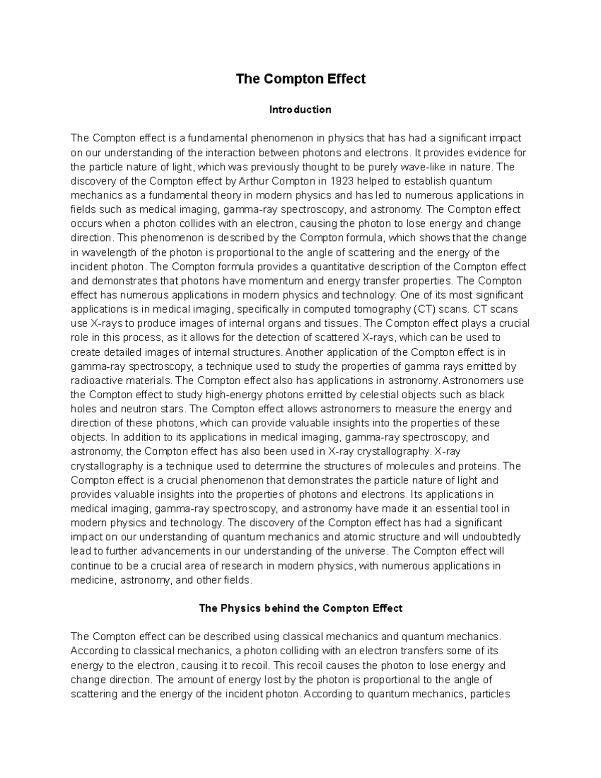 The Compton Effect - The Compton Effect Introduction The Compton effect ...