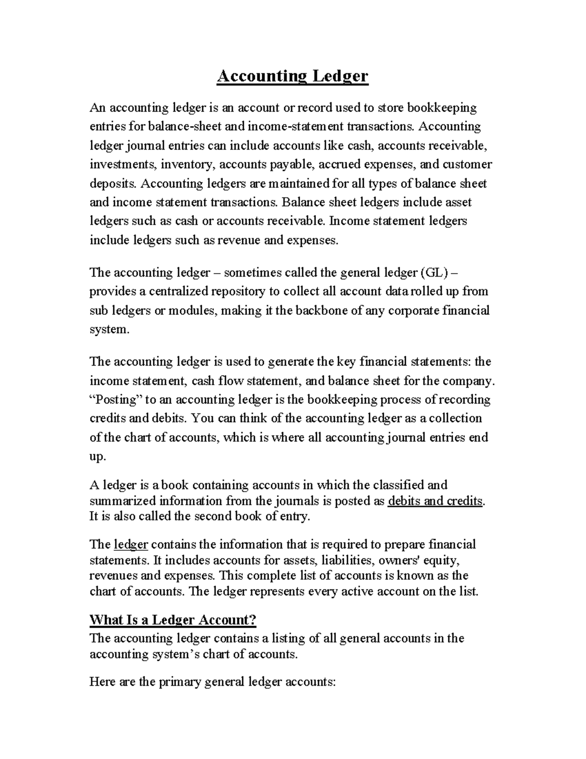 Accounting Ledger - - Studocu