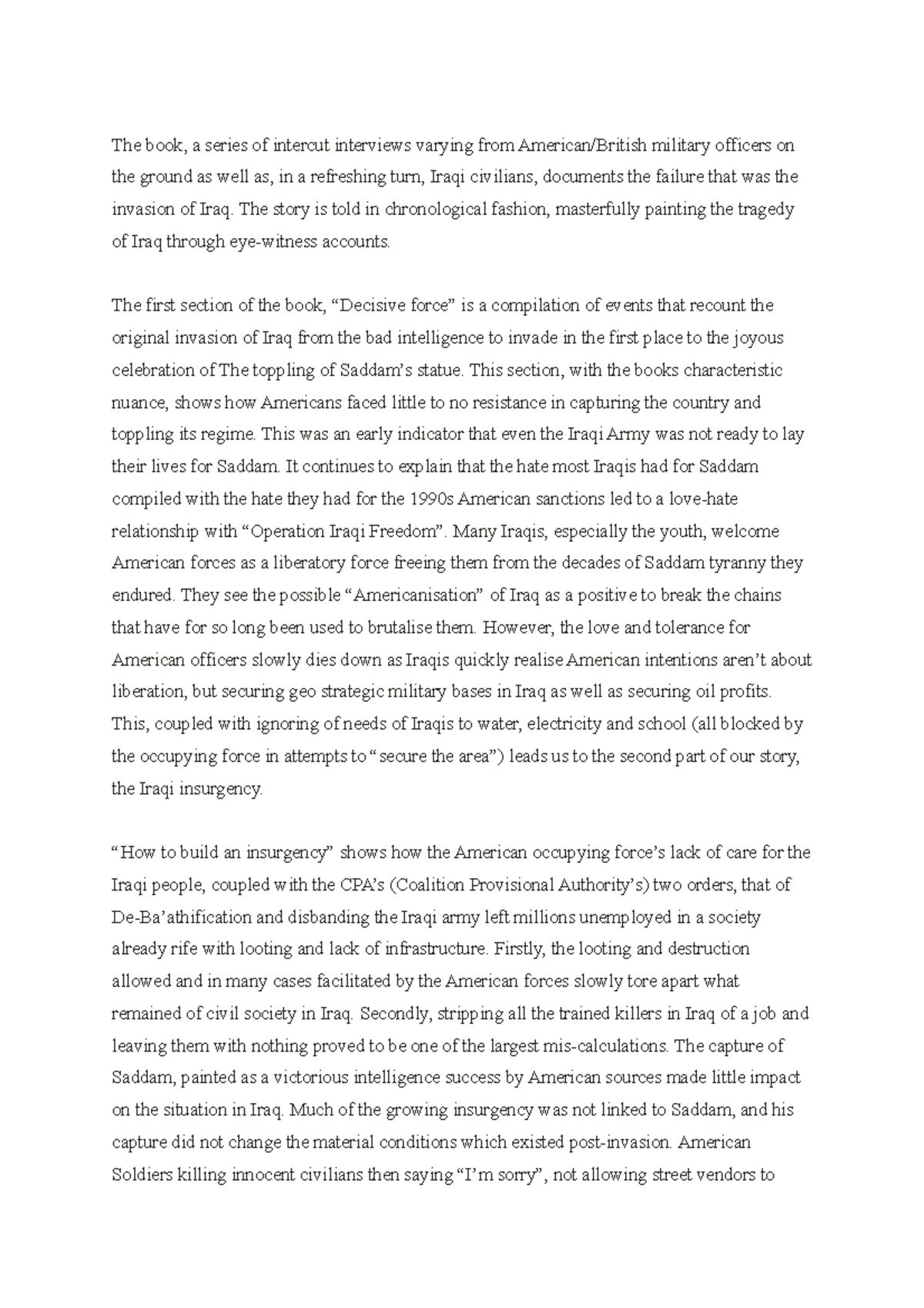 Once upon a time in iraq - The book, a series of intercut interviews ...