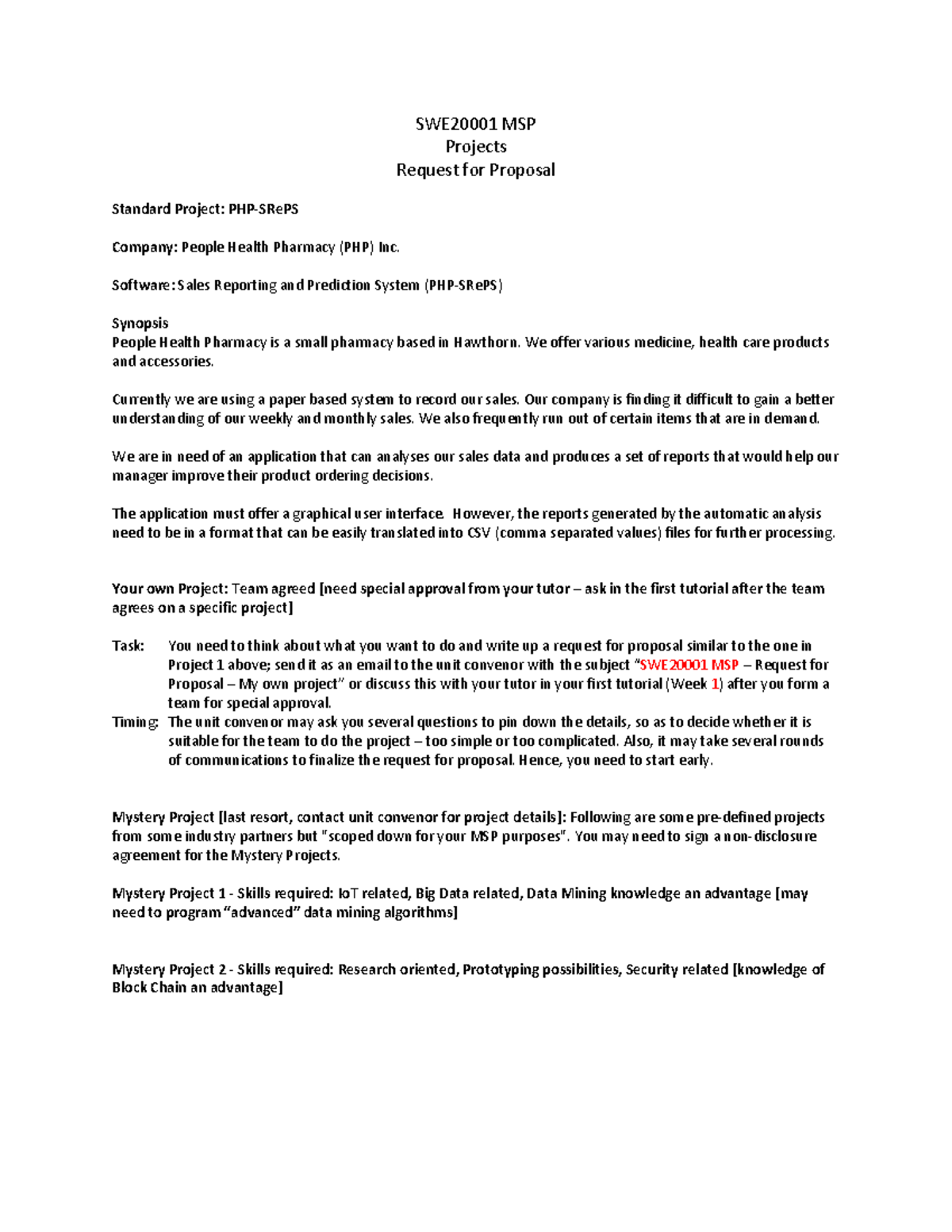 Tutorial 1 Managing Software Projects PHP - SWE 20001 MSP Projects ...