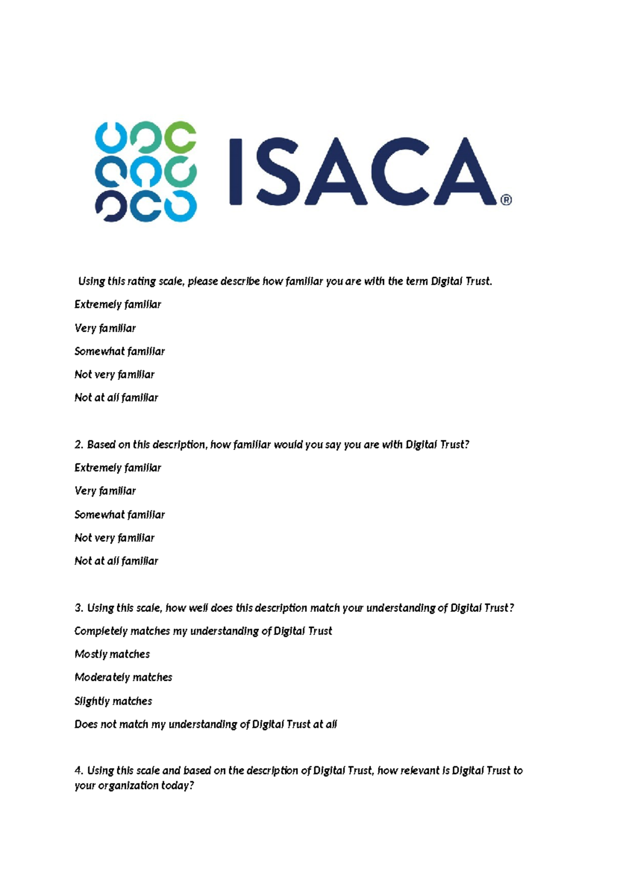 privacy research - Using this rating scale, please describe how ...
