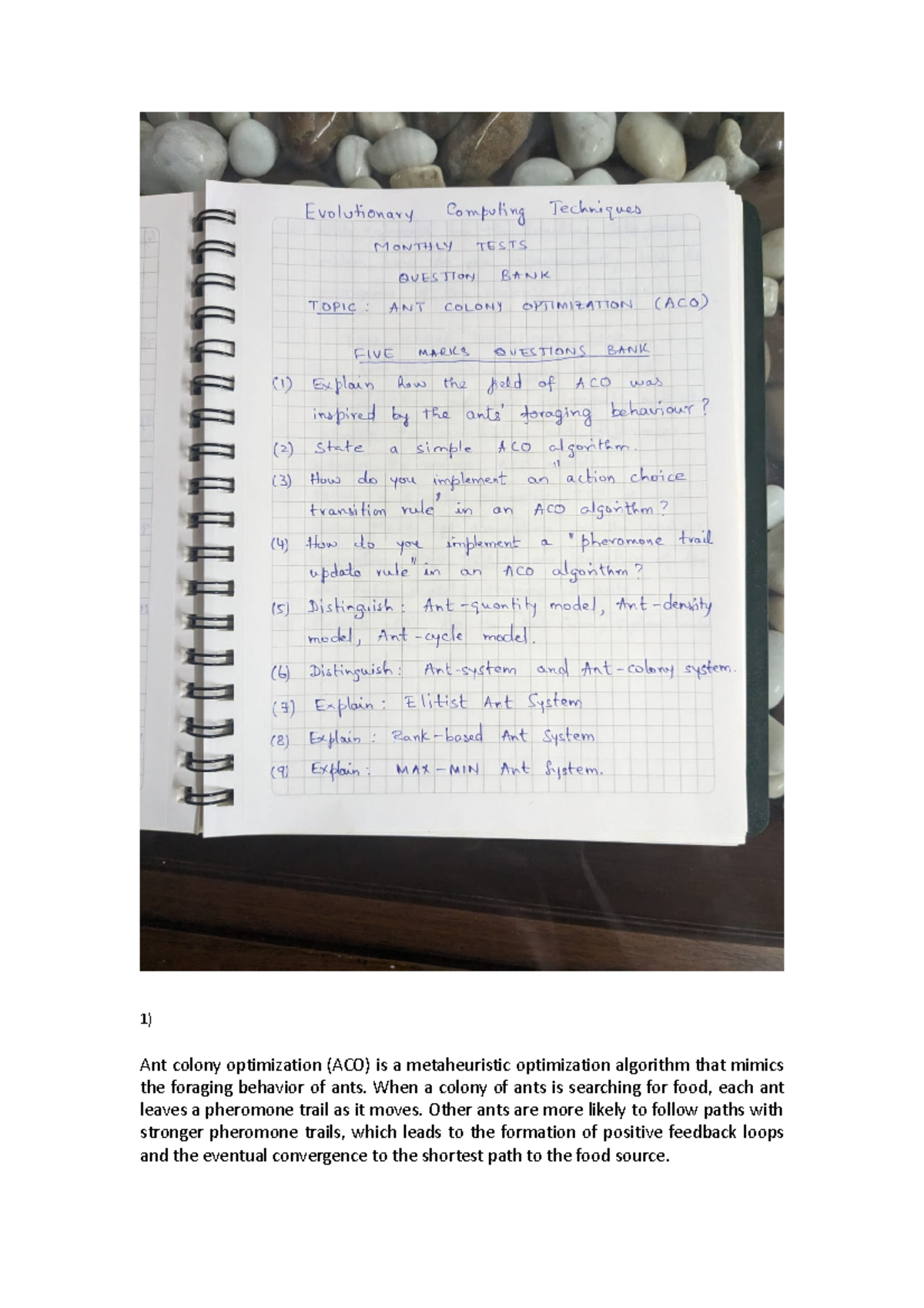 ACO and PSO - notes of aco and pso - Ant colony optimization (ACO) is a ...