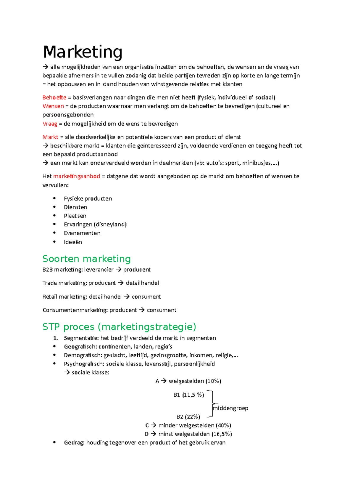 Marketing - Segmentatie: het bedrijf verdeeld de markt in segmenten ...