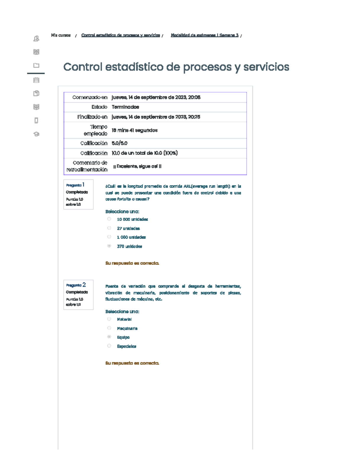 Control Estadistico de procesos y servicios Exa Sem 03 - Mis cursos Control estadístico de ...