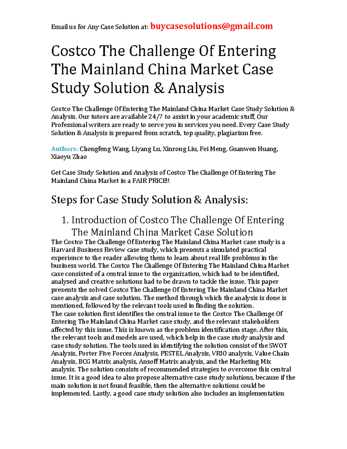 Costco The Challenge Of Entering The Mainland China Market Case Study ...