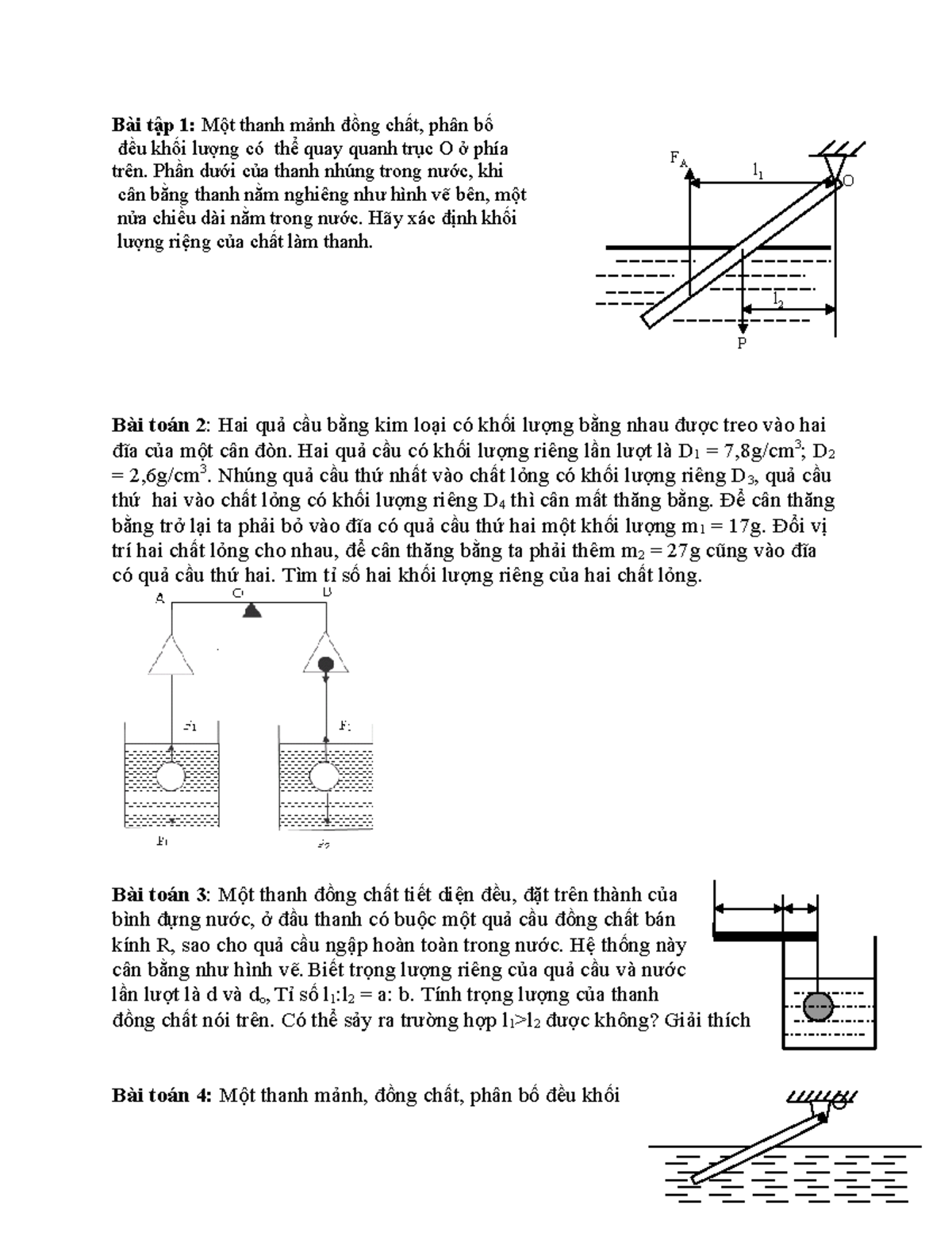 êr - ádsadas - Bài tập 1: Một thanh mảnh đồng chất, phân bố đều khối lượng có thể quay quanh ...