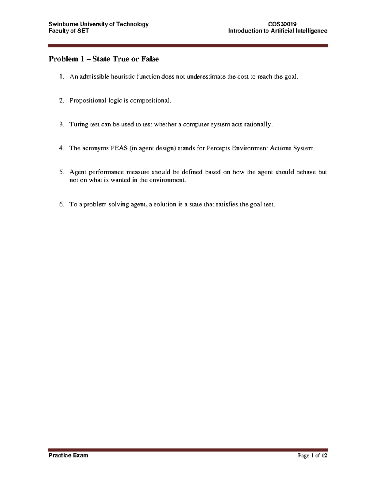 Practical - problem 1-8 - Faculty of SET Introduction to Artificial Intelligence Problem 1 ...