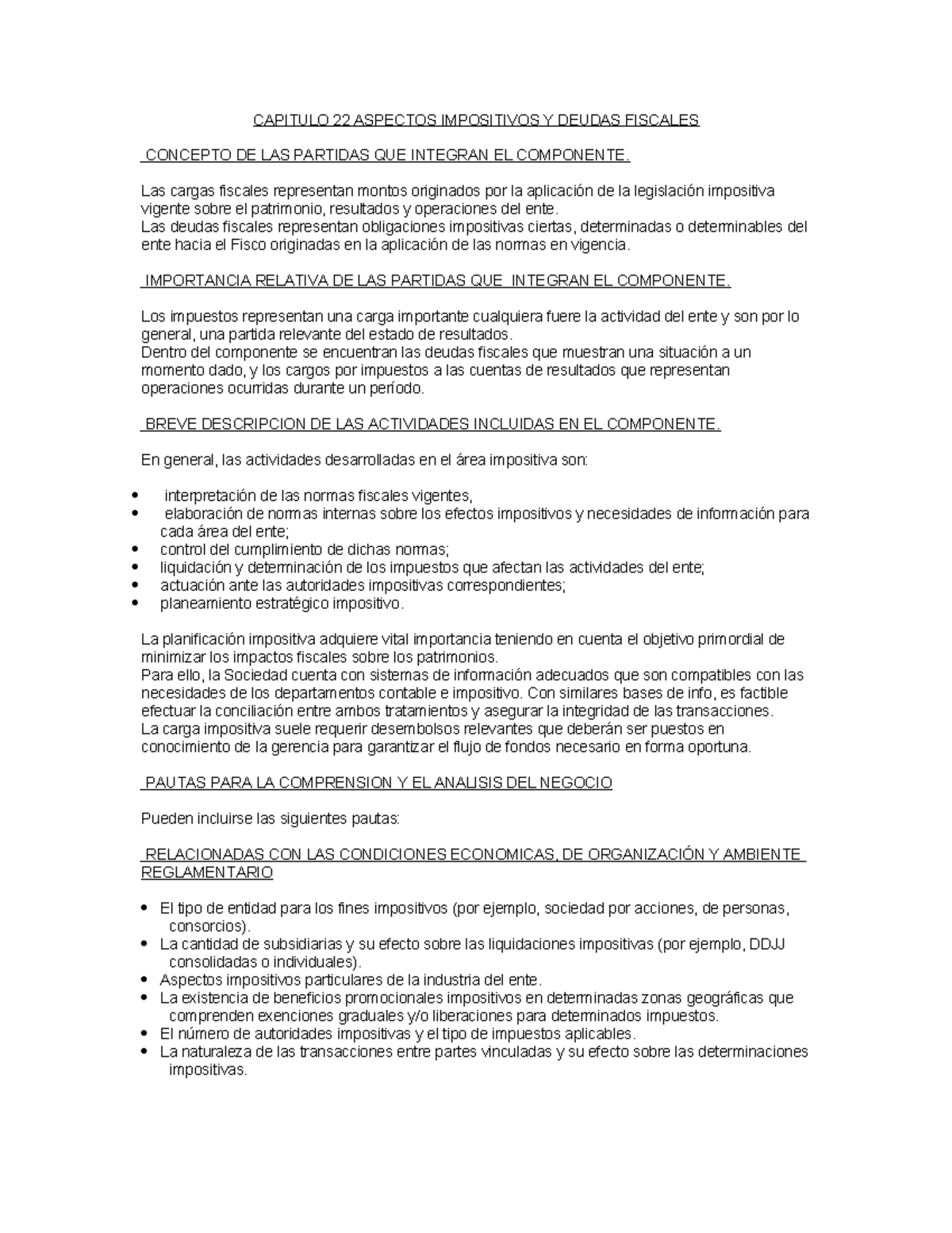 Slosse - Cap 22 - Resumen Auditoria - CAPITULO 22 ASPECTOS IMPOSITIVOS ...