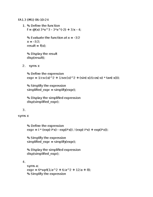 FA1.2 Codes - 1. %ARUPO, JOHANNA ERICA E. ONE = - 2:3:31; disp(ONE); 2 ...