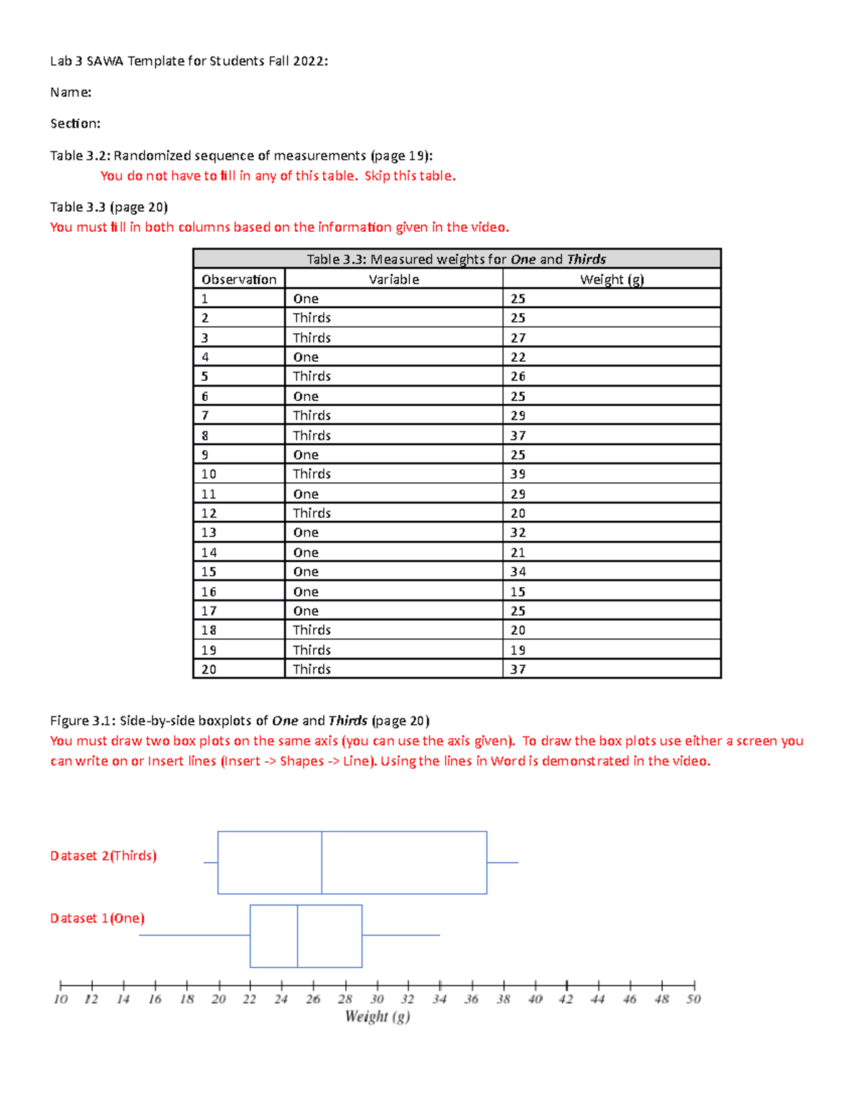 Lab 3 SAWA for Fall 2022 - Lab 3 SAWA Template for Students Fall 2022: Name: Section: Table 3 ...