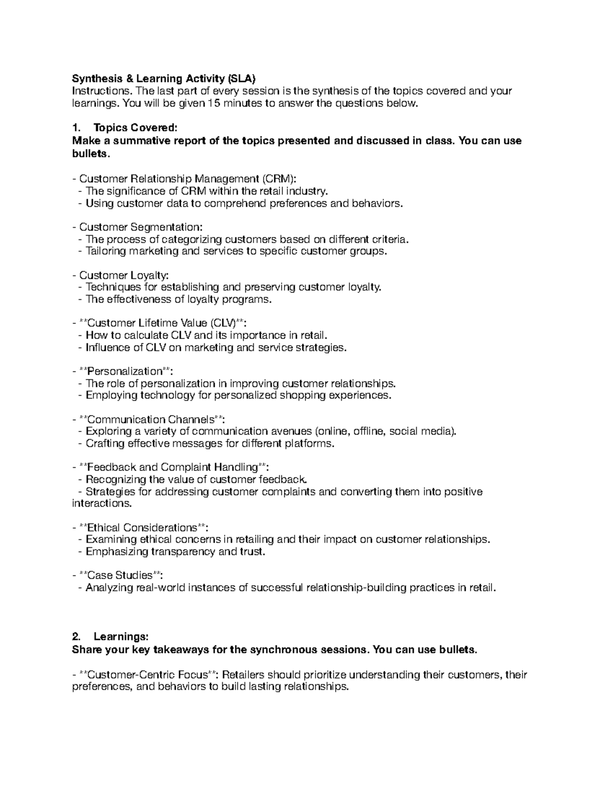 Chapter 2- Building and Sustaining Relationships in Retailing ...