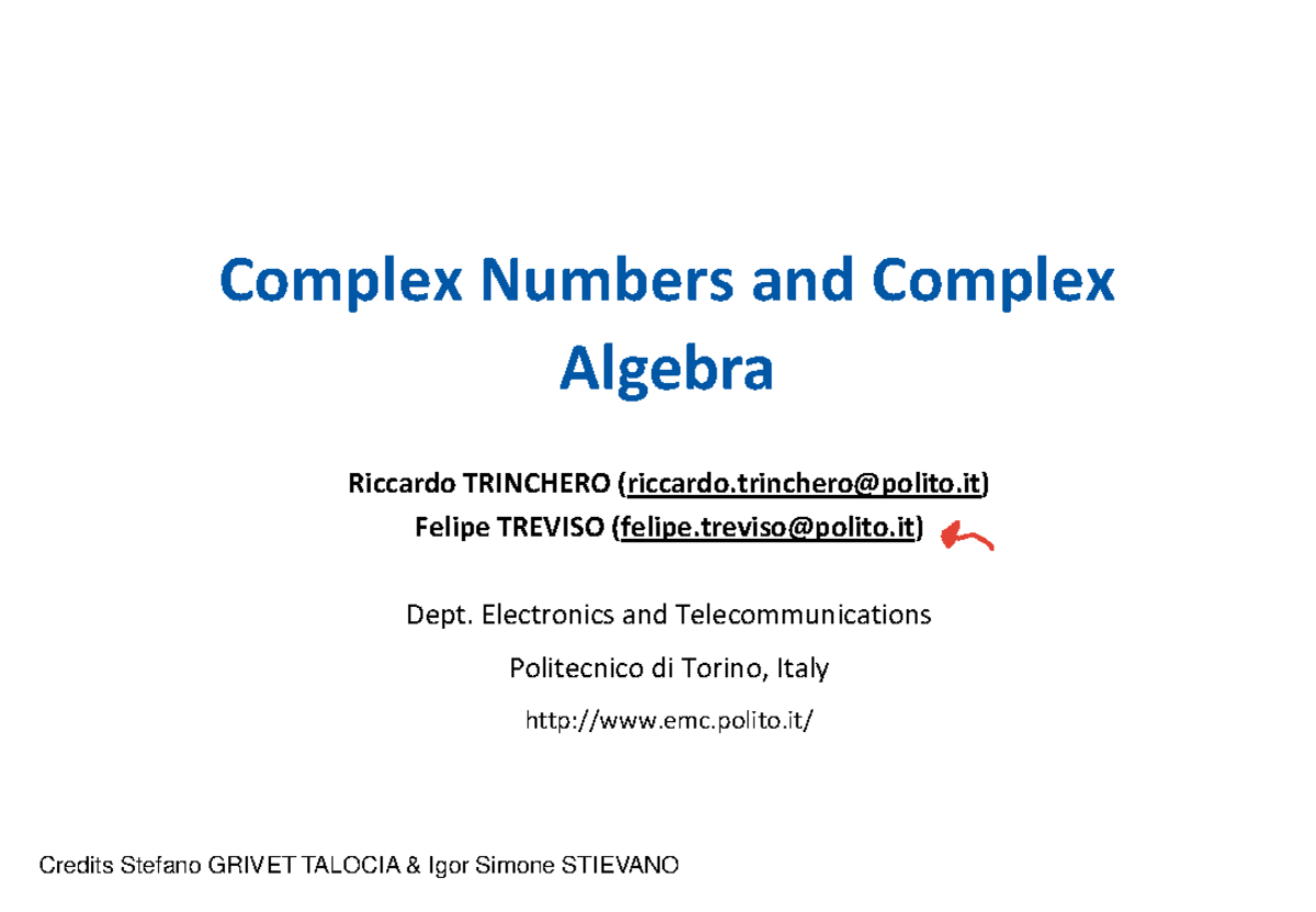 Complex Numbers for circuit summary - Complex Numbers and Complex ...