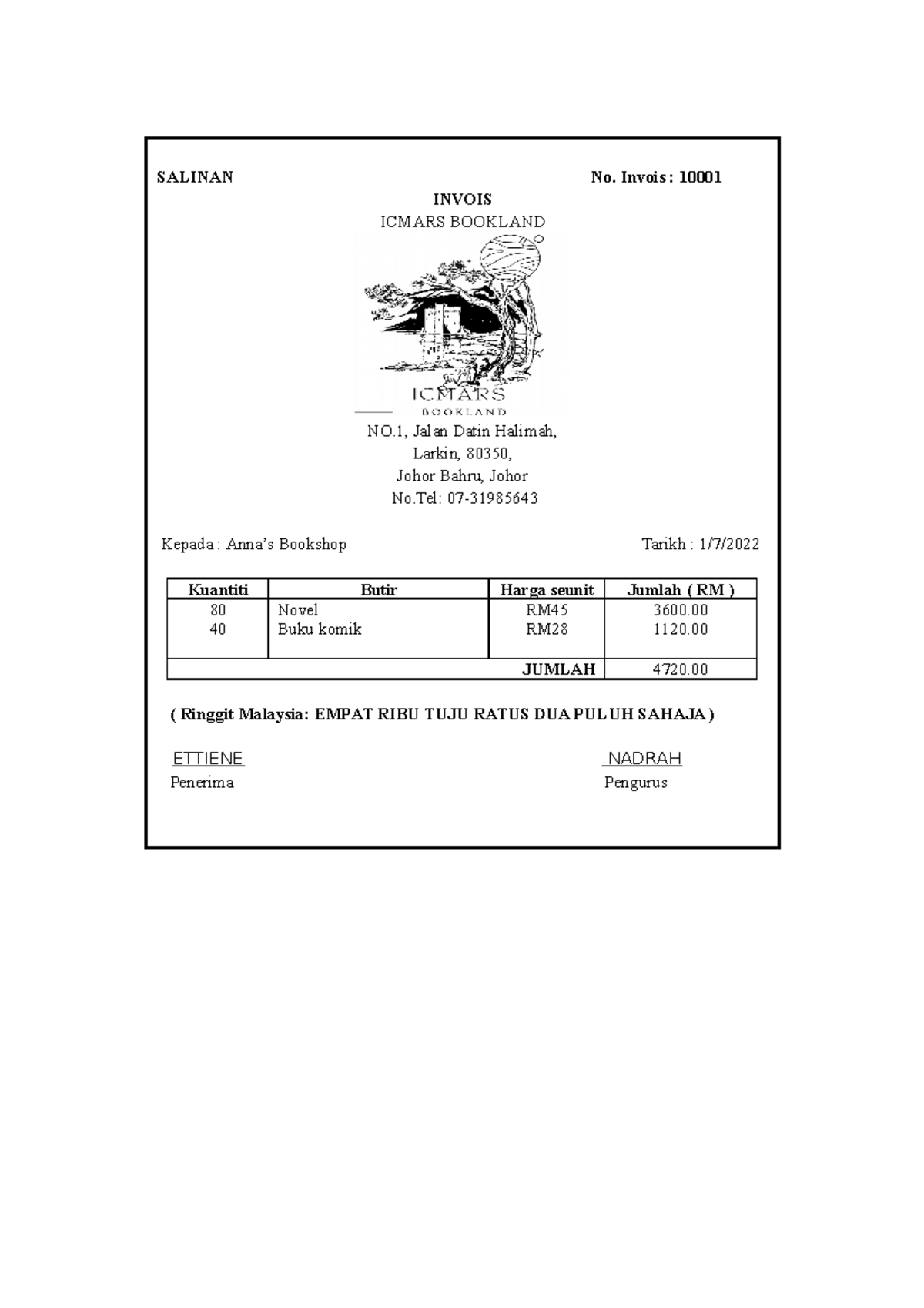 Document Sumber KK Akaun-havinesh - SALINAN No. Invois : 10001 INVOIS ...