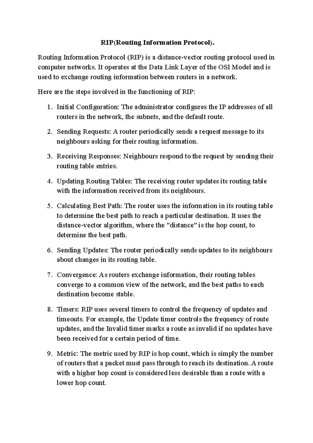 Merits and Demerits of RIP,OSPF - RIP(Routing Information Protocol ...