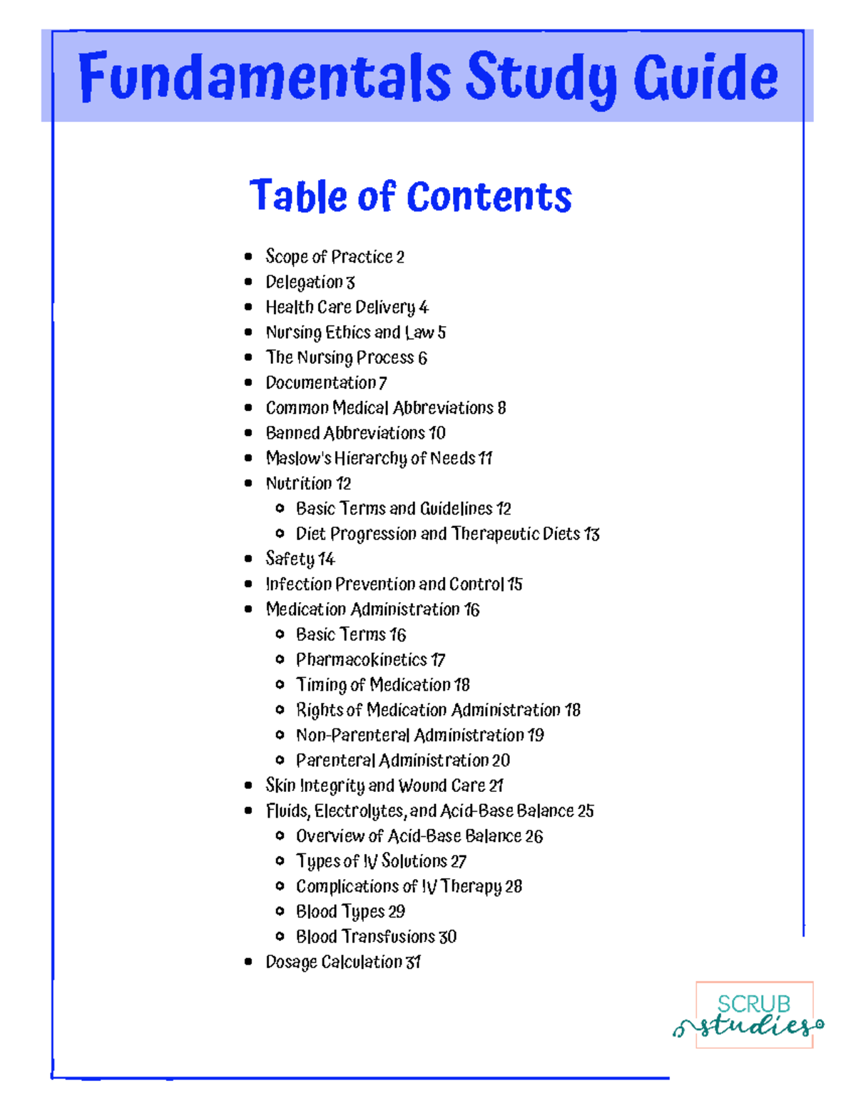 Fundamentals Study Guideby Scrub Studies - Fundamentals Study Guide ...