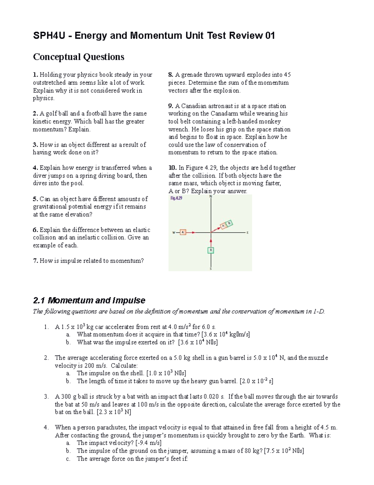0509a Review - energy and momentum 01 NUM-ANS - SPH4U - Energy and ...