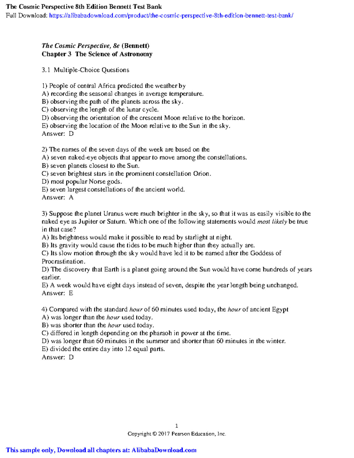 Chapter 3 test bank the cosmic perspective - 1 Copyright © 2017 Pearson ...