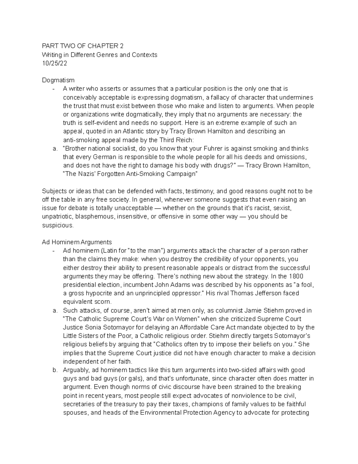 Rhetoric English Notes - PART TWO OF CHAPTER 2 Writing in Different ...