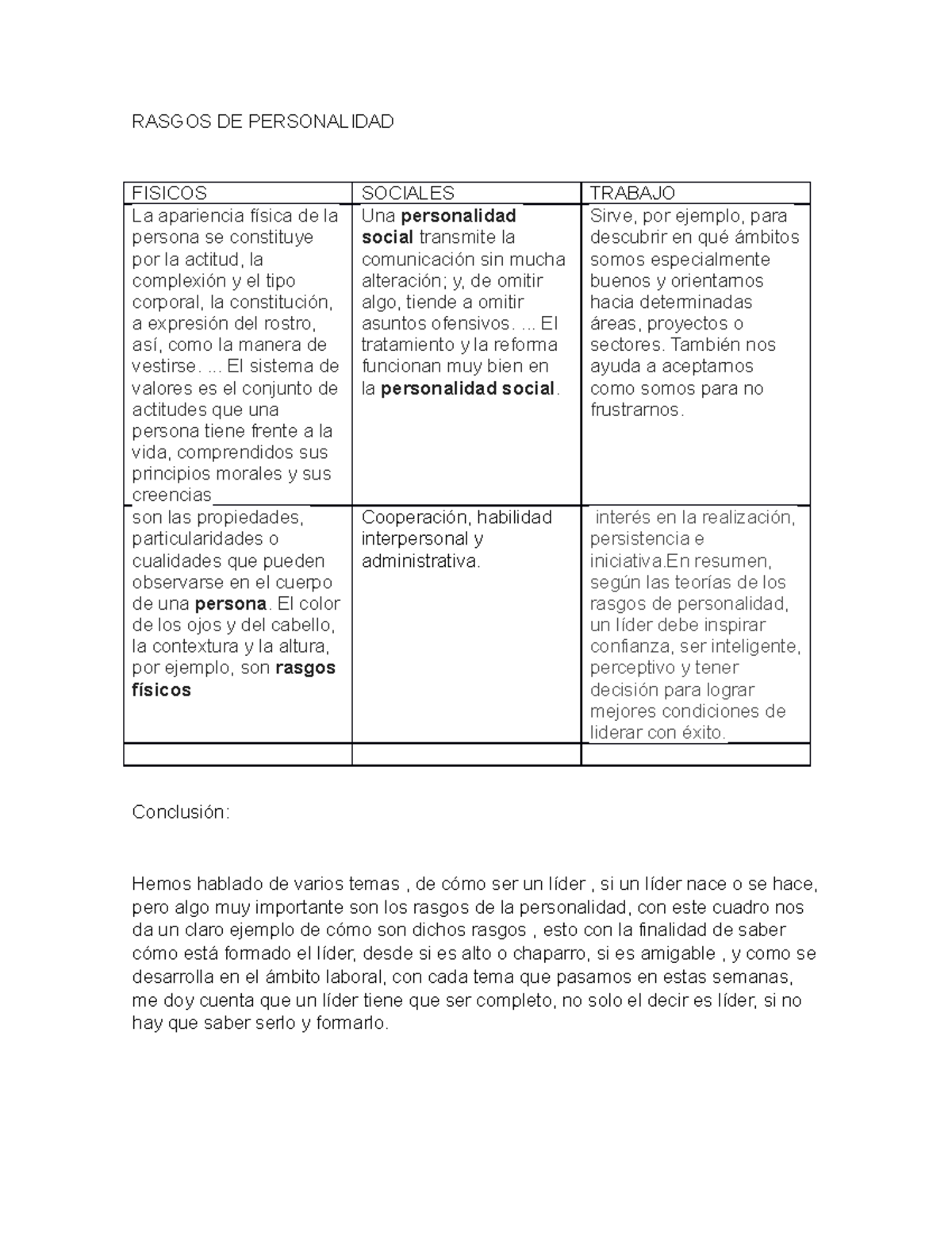 Rasgos DE Personalidad - RASGOS DE PERSONALIDAD FISICOS SOCIALES ...