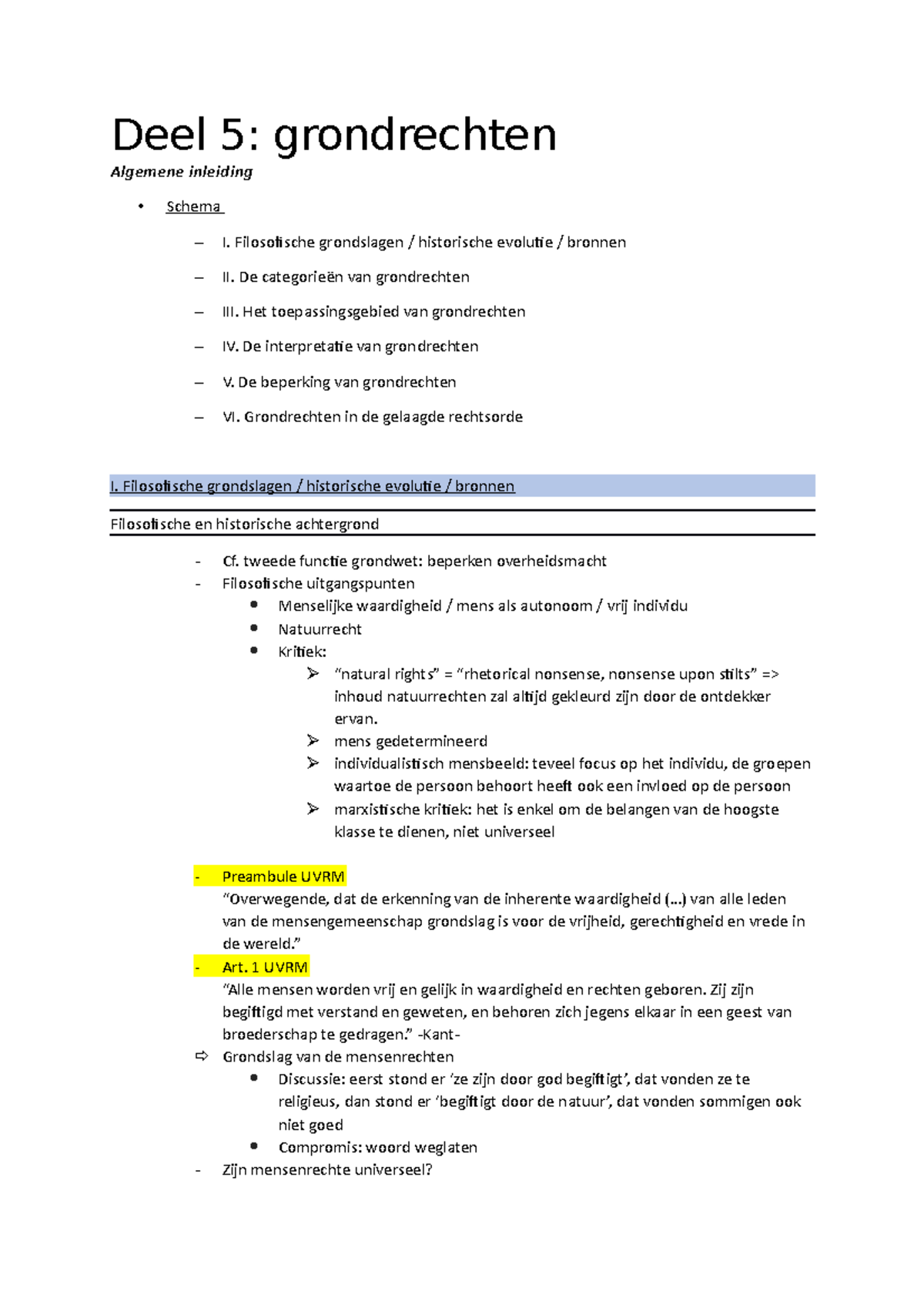 Hoorcollege 1 grondrechten - Deel 5: grondrechten Algemene inleiding ...