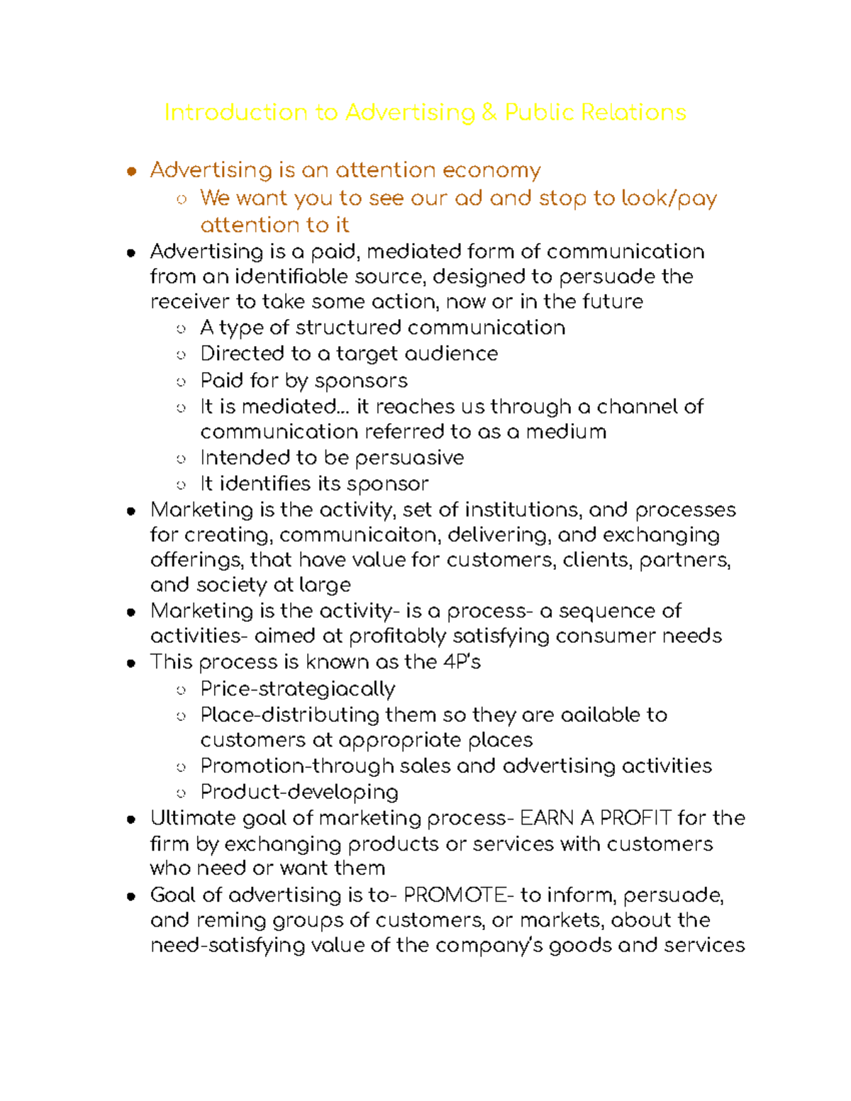 Advertising and Public Relations - Introduction to Advertising & Public ...
