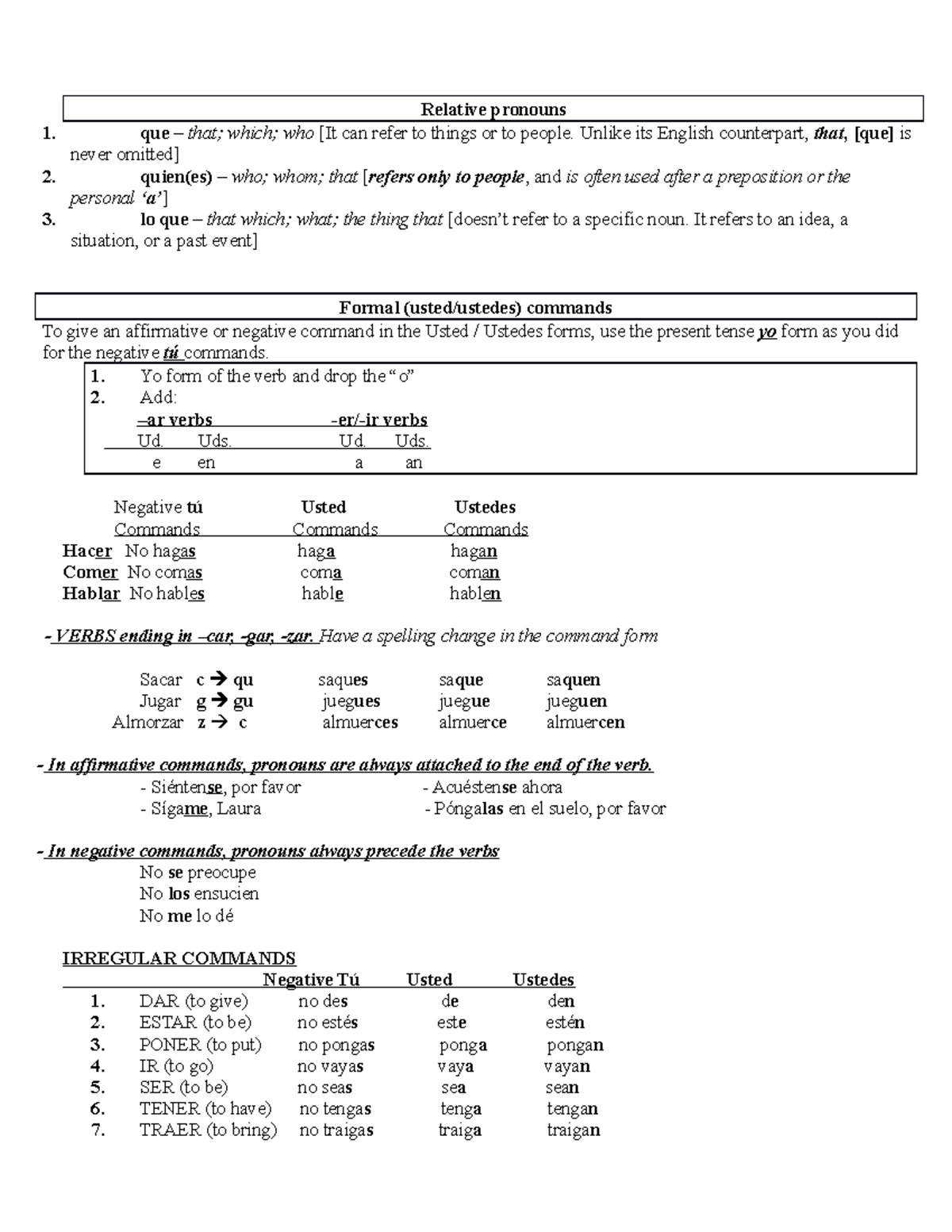 Bb.Relative pronouns and Formal commands 11.22.26 AM - Relative ...