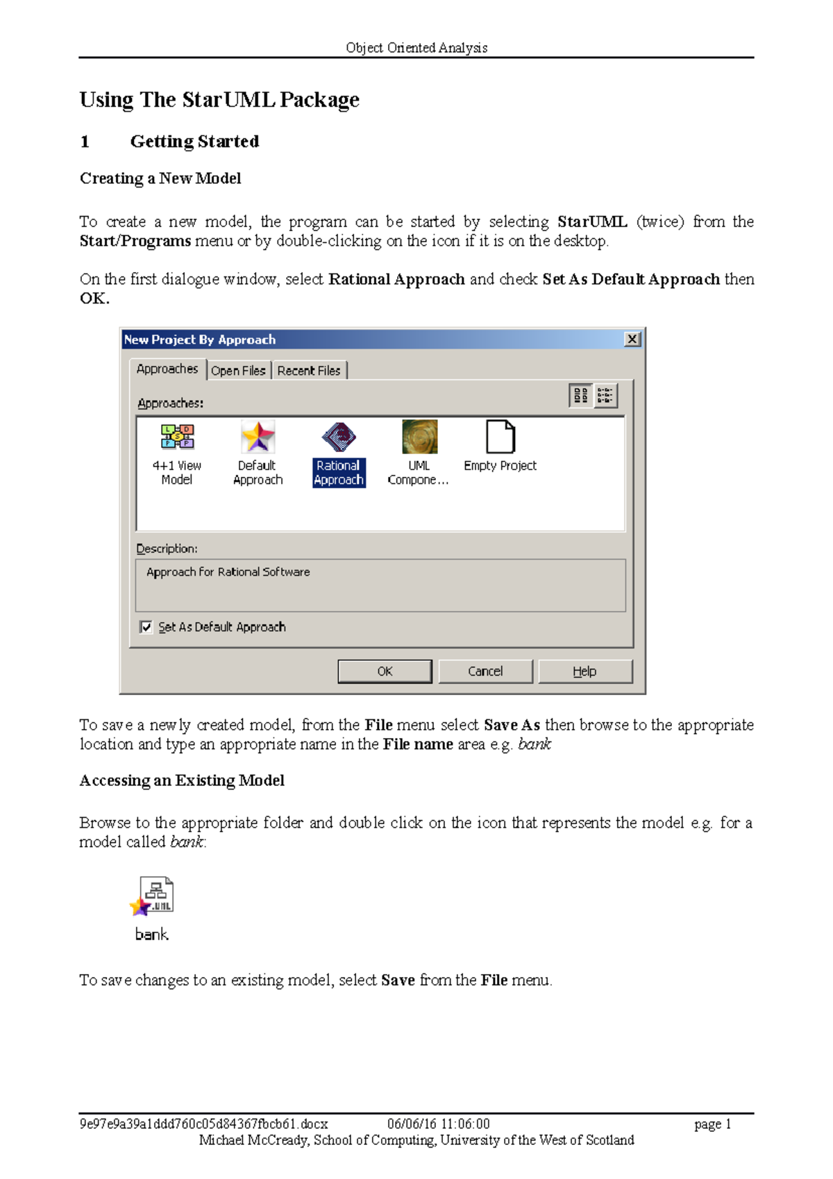 Staruml User Guide Using The Staruml Package 1 Getting Started Creating A New Model To Create