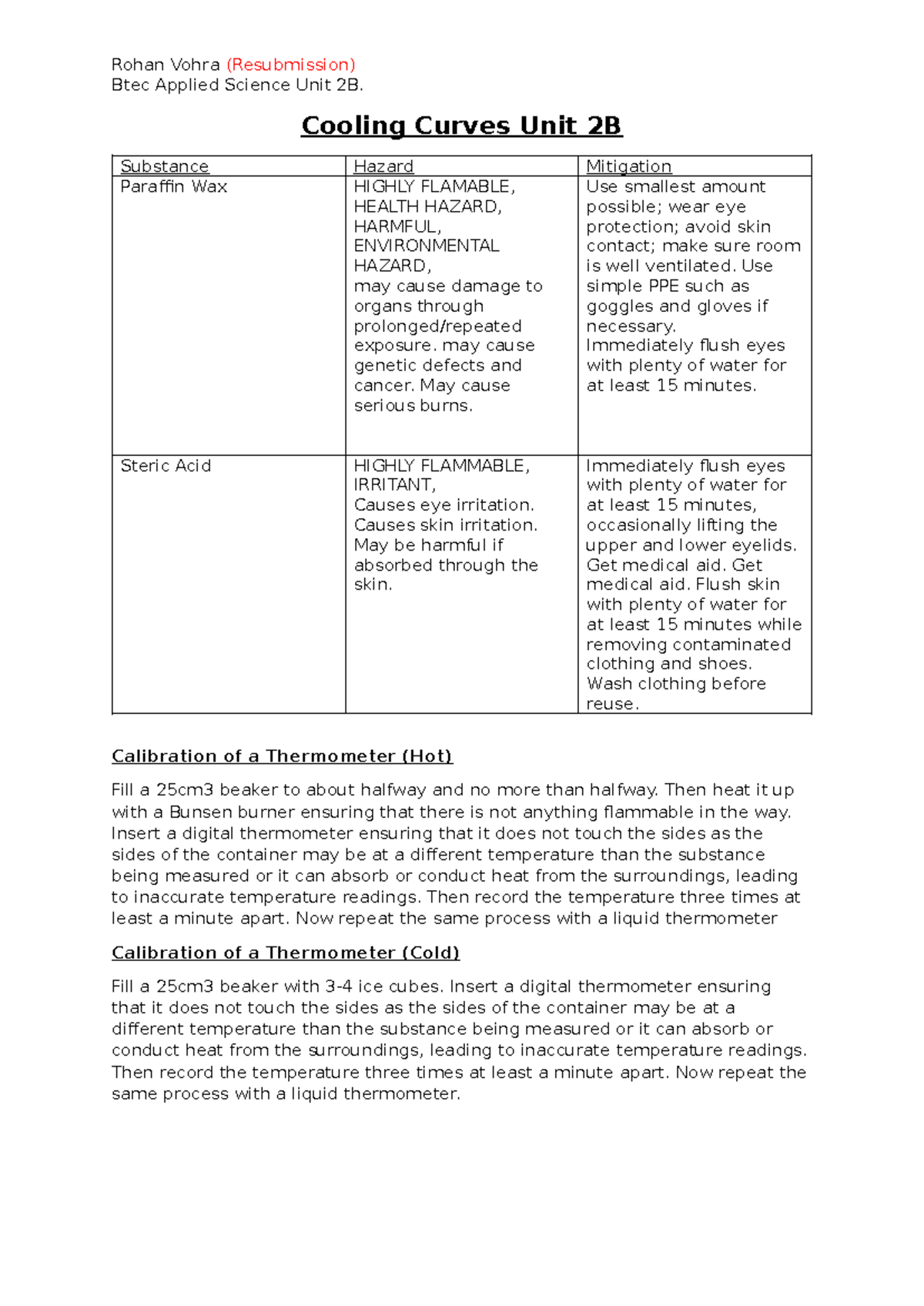 Cooling Curves Unit 2B - Btec Applied Science Unit 2B. Cooling Curves ...