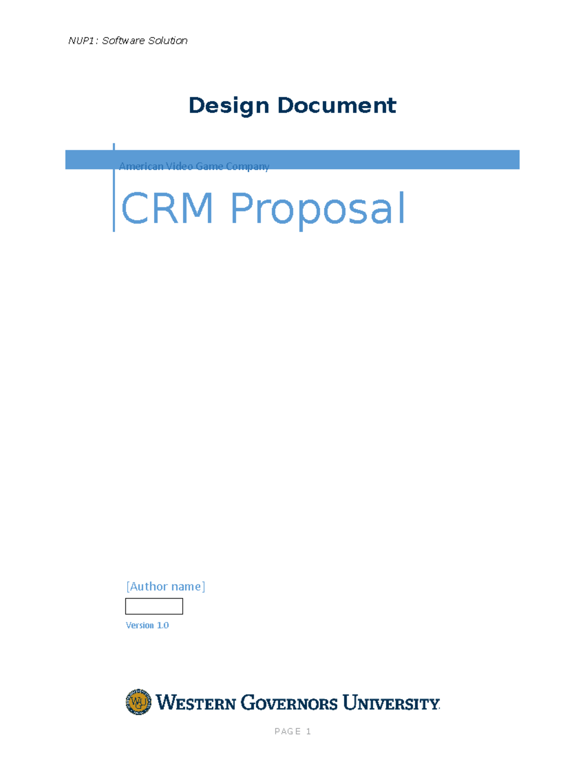 CRM Proposal - Example PA paper - NUP1: Software Solution Design ...
