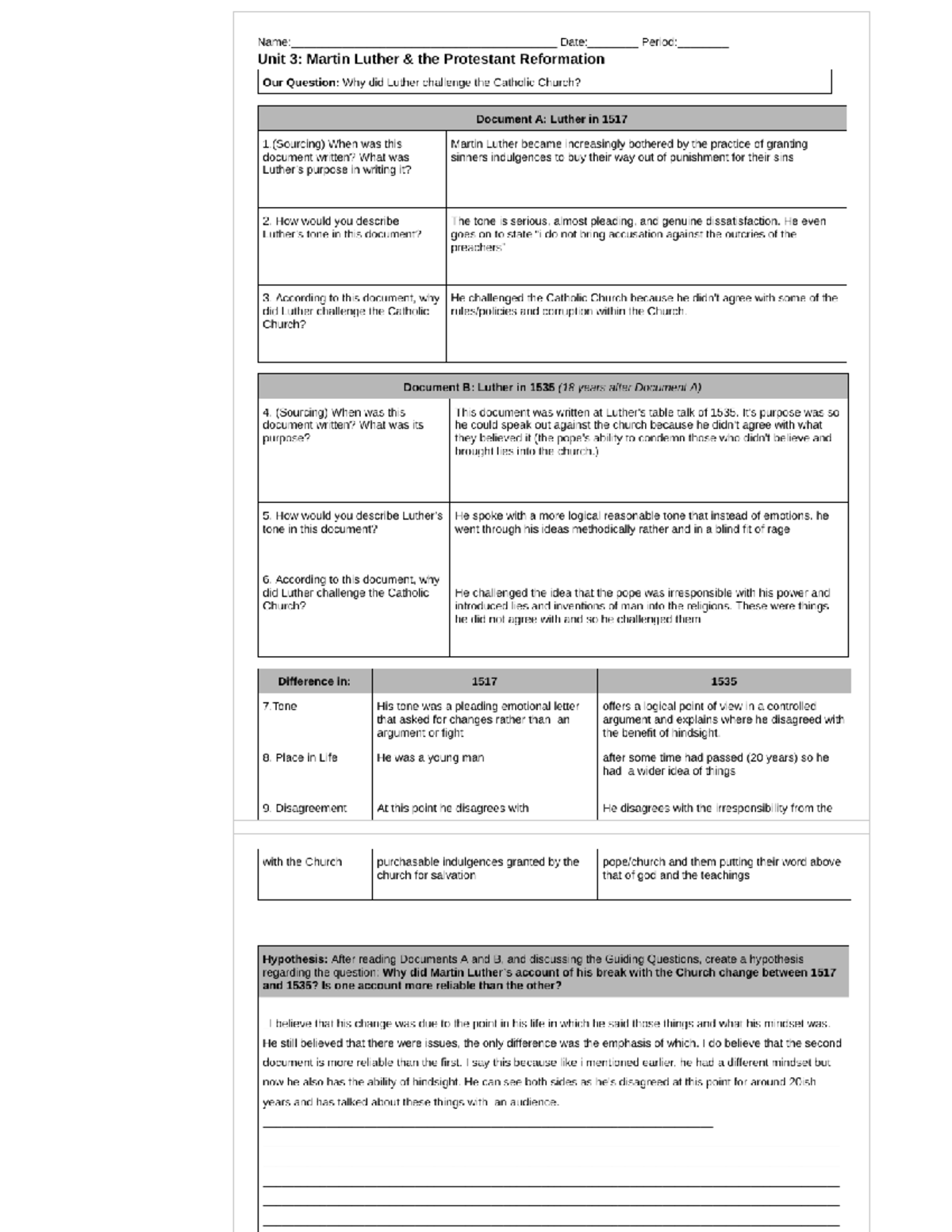 Unit 3 Protestant Reformation Activity Student Handout - Google Docs ...